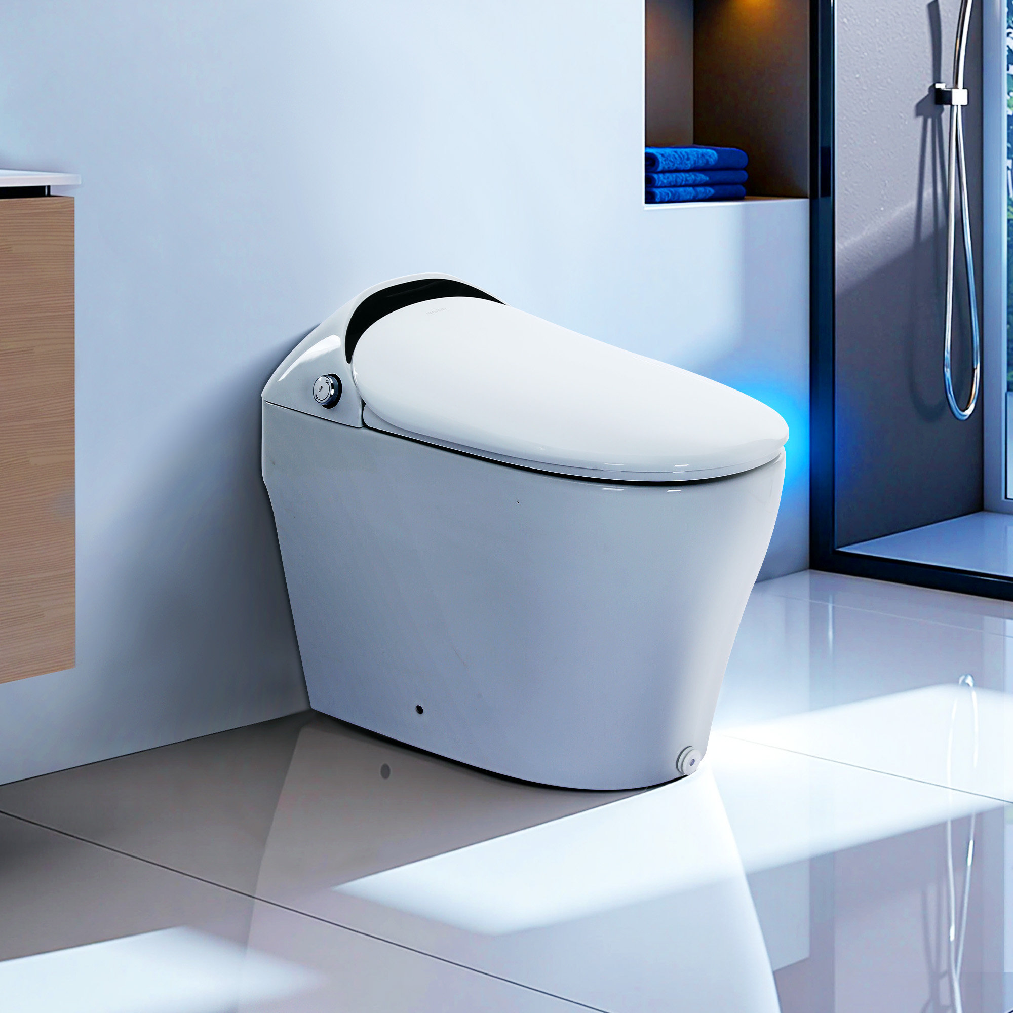 Alpha Home Smart Toilet: Auto Open/Close, Warm Dry, Kick Sensor ...