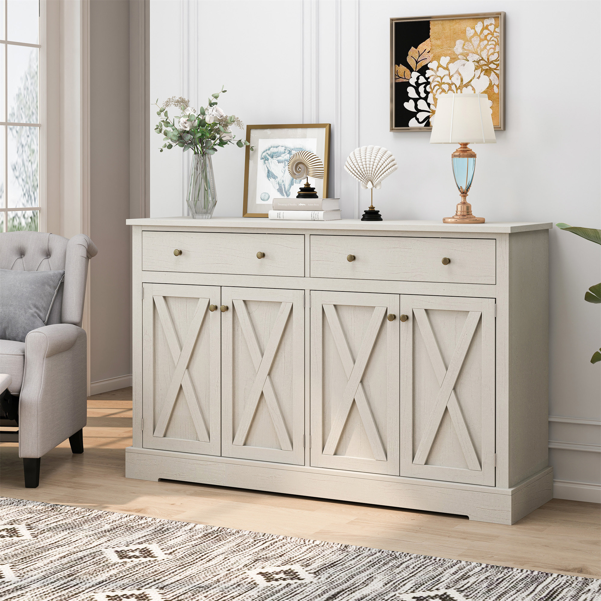 Petal Perfecto Sideboard With Two Drawers And Four Doors For Living ...