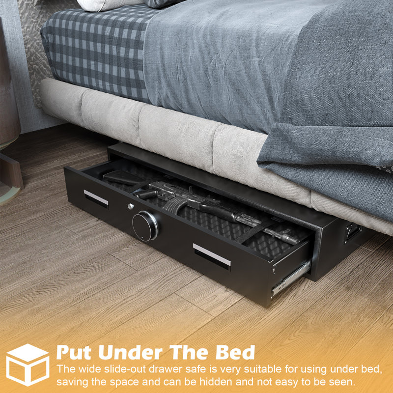HTOCINQ Heavy-duty Under Bed Gun Safe, Quick Access For Ar Rifles ...