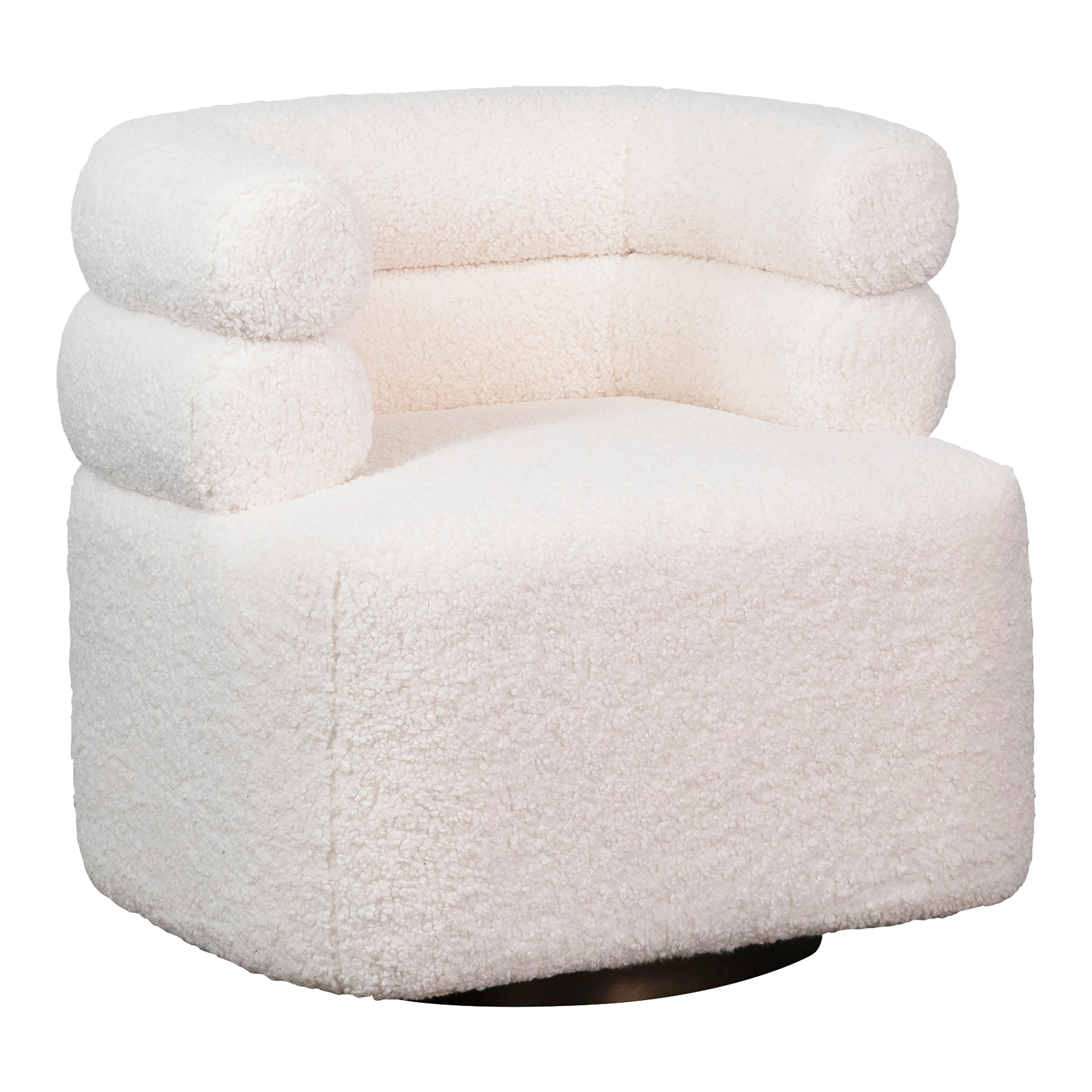 AllModern Wylee Ivory Faux Sheepskin Swivel Club Chair | Wayfair