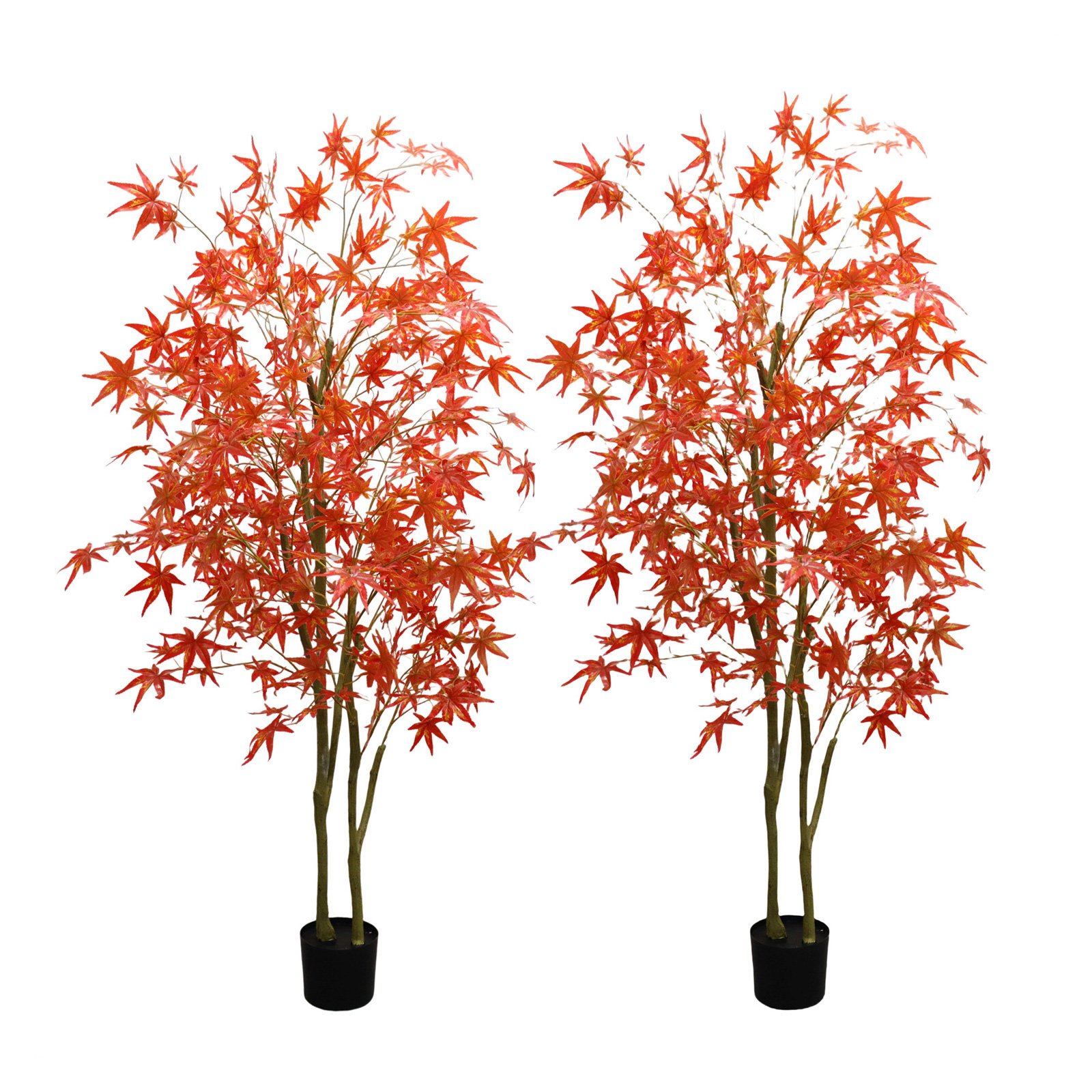 Primrue 2pcs Maple Tree Artificial, Red Maple Artificial Fall Tree With ...