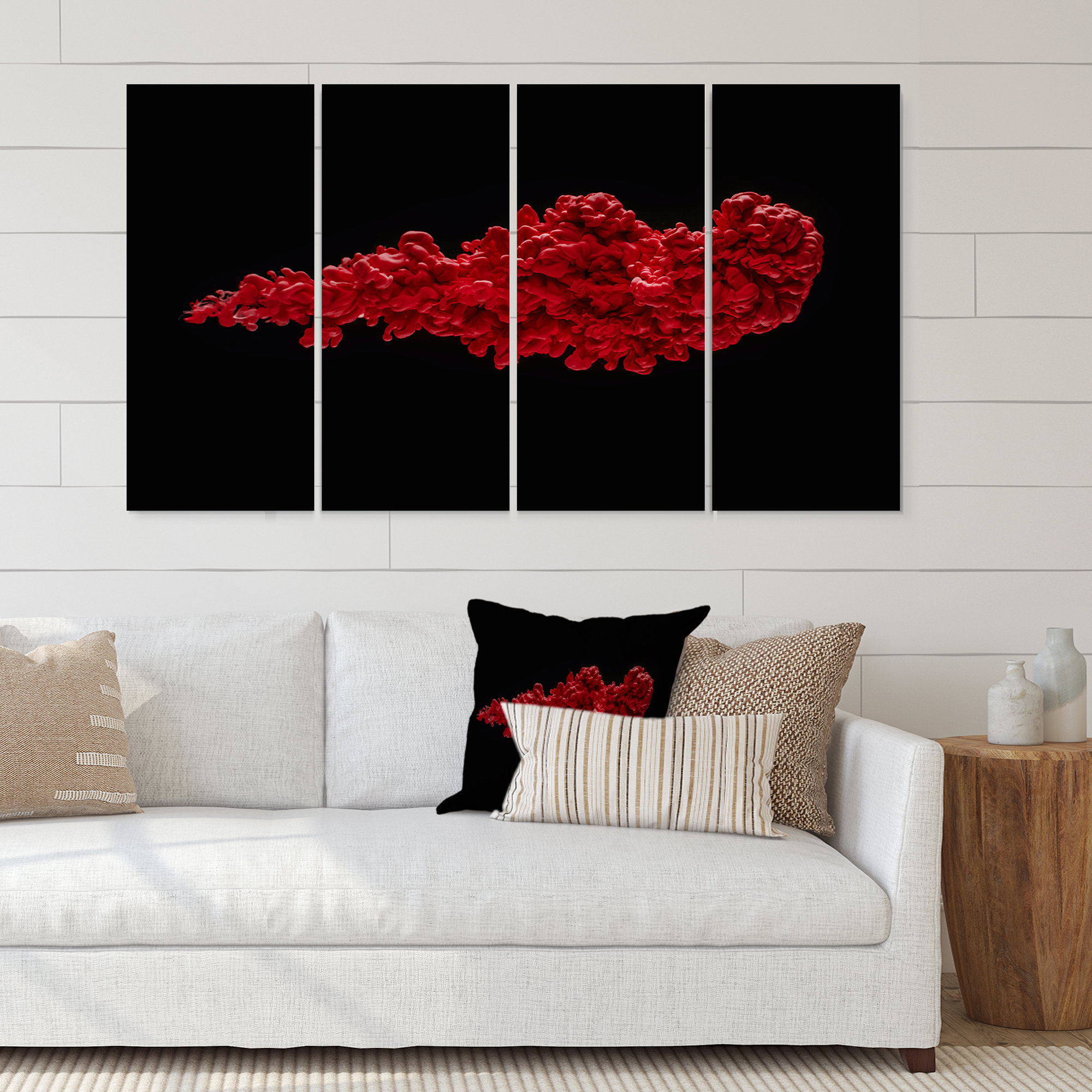Orren Ellis Red River Or Red Ink Liquid Art - 4 Piece Wrapped Canvas ...