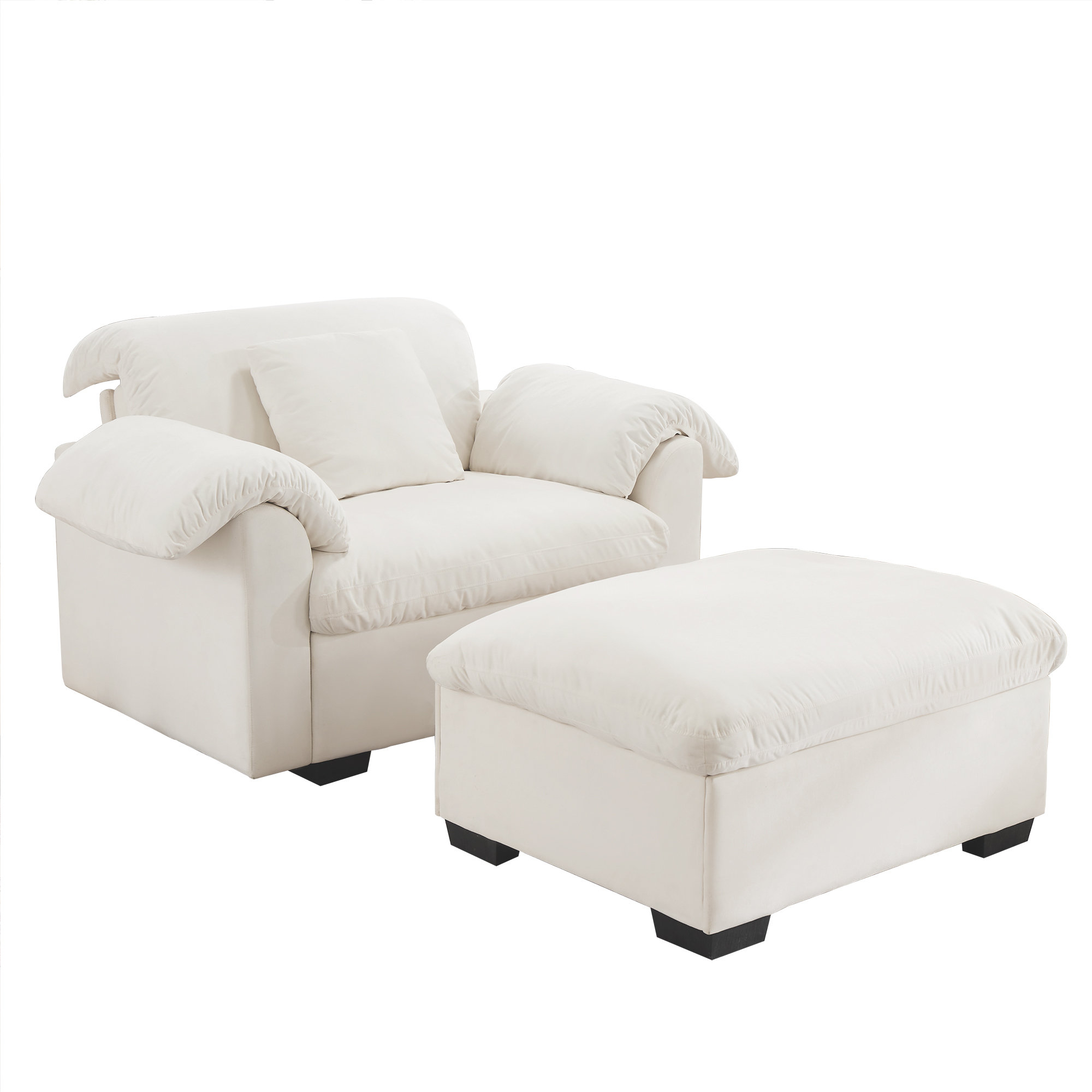 Latitude Run® Velvet Modern Single Sofa with Ottoman Body-contouring ...