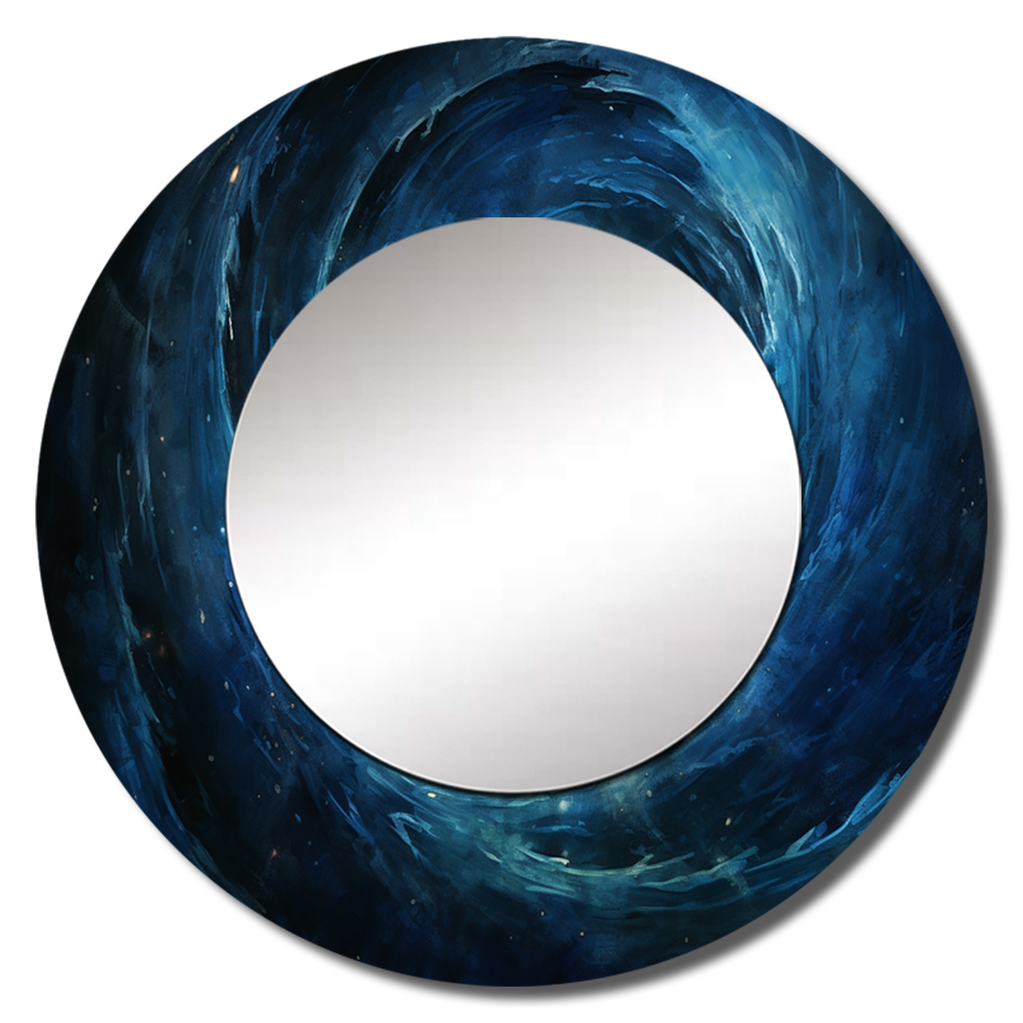 Design Art Blue Swirl Wave Spiral V - Abstract Spirals Round Mirror ...