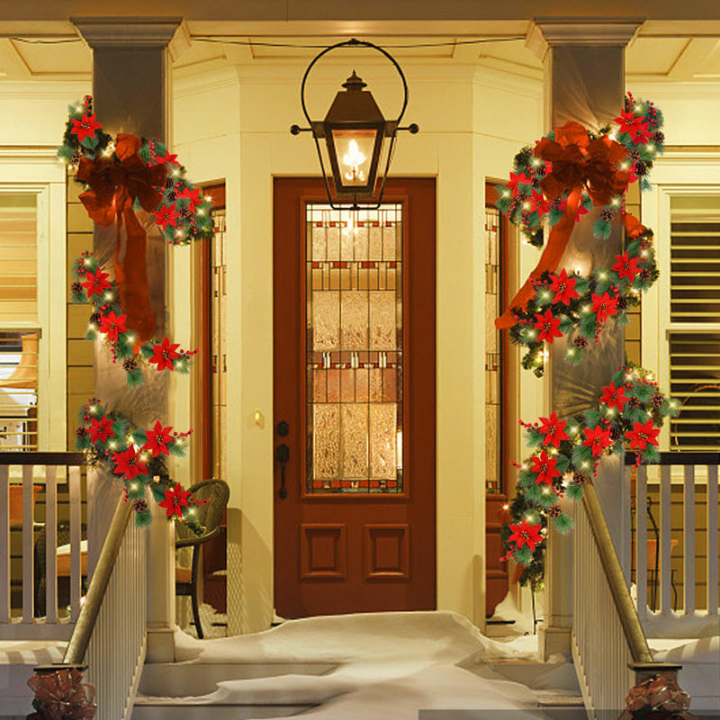 The Holiday Aisle® 6.8FT Christmas Mantle Garland With 30 Lights Red ...