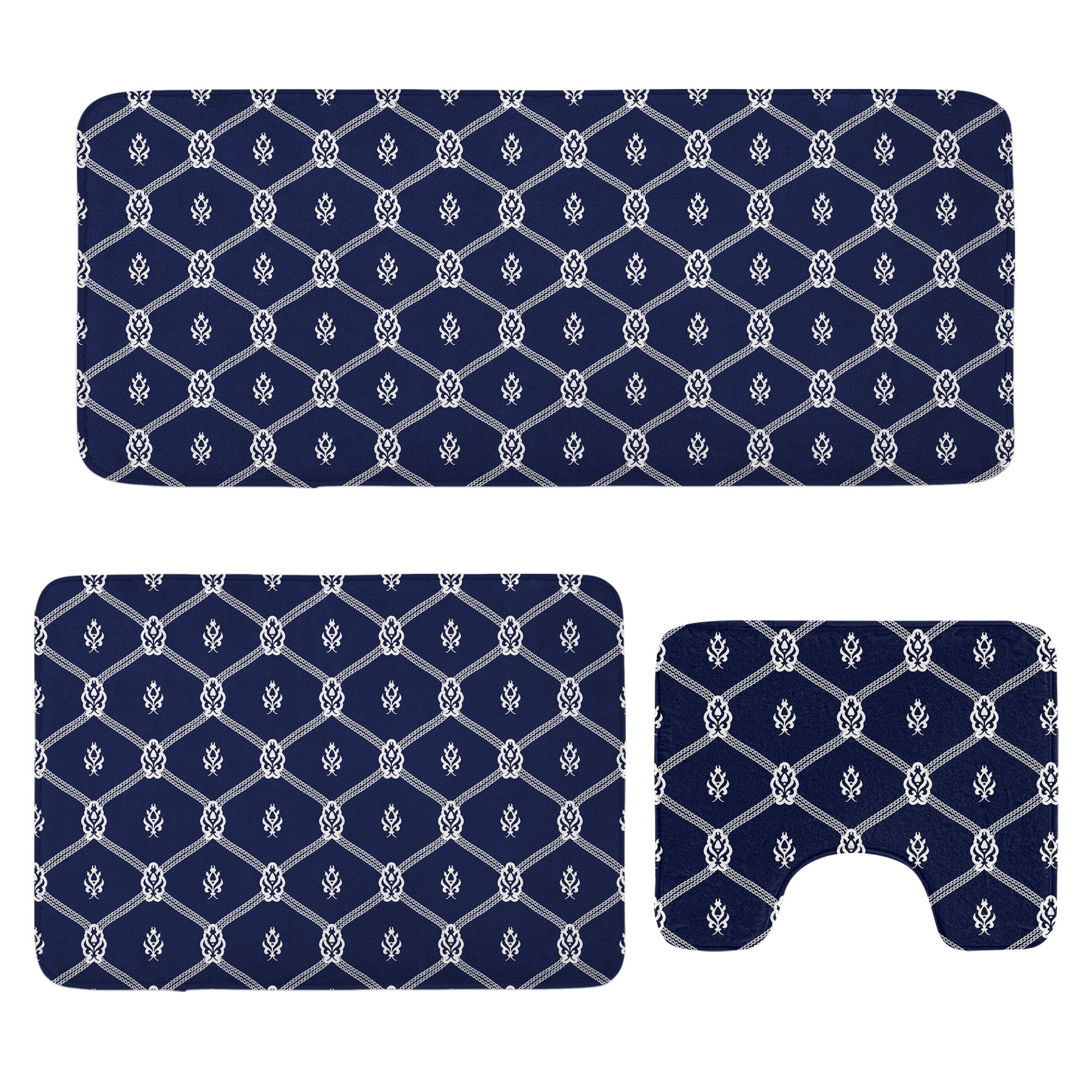 Dakota Fields Geometric Bathroom Rug Set 3 Pieces U-Shape & Rectangle ...