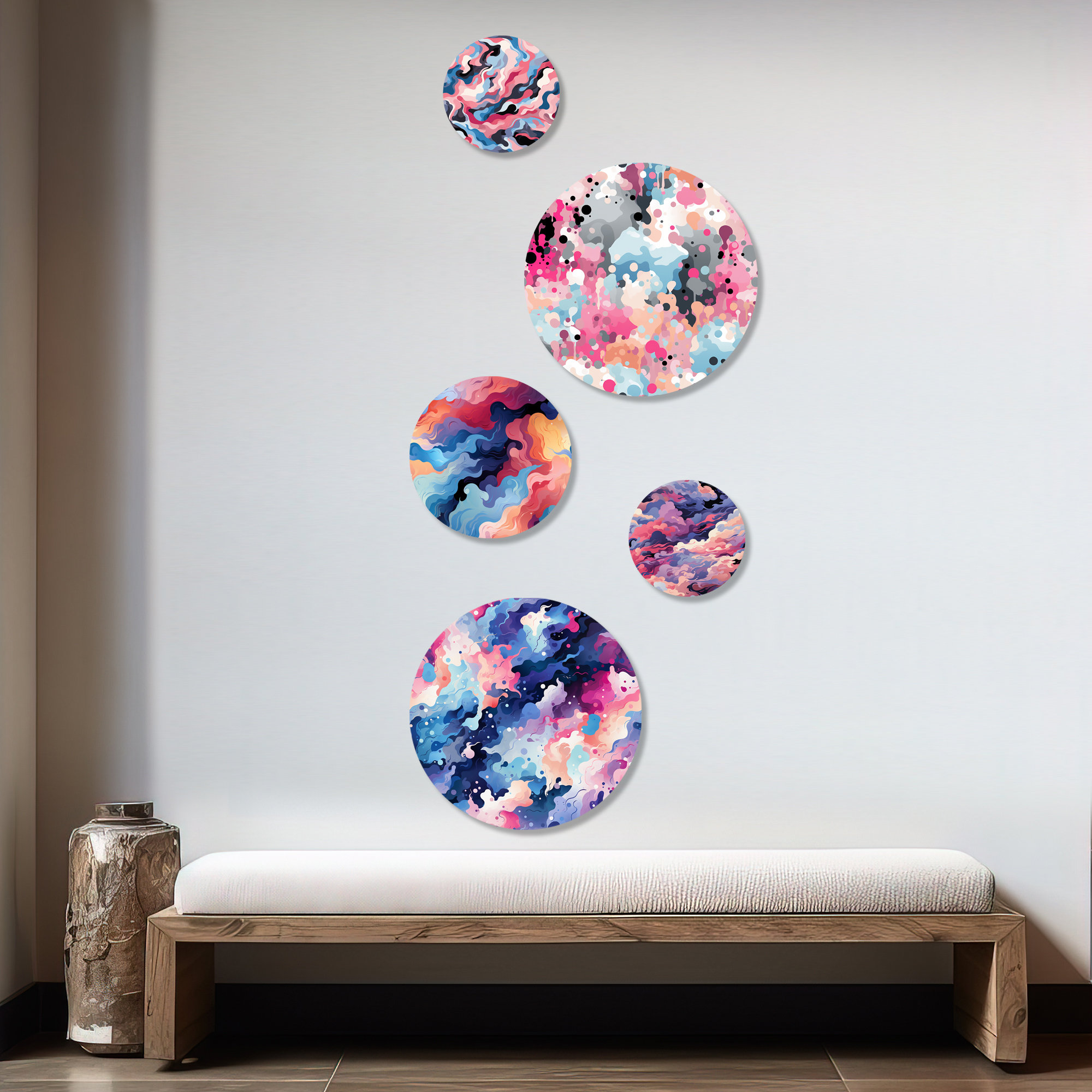 Design Art Celestial Disguise Undulation - Abstract Abstract Round Wall ...