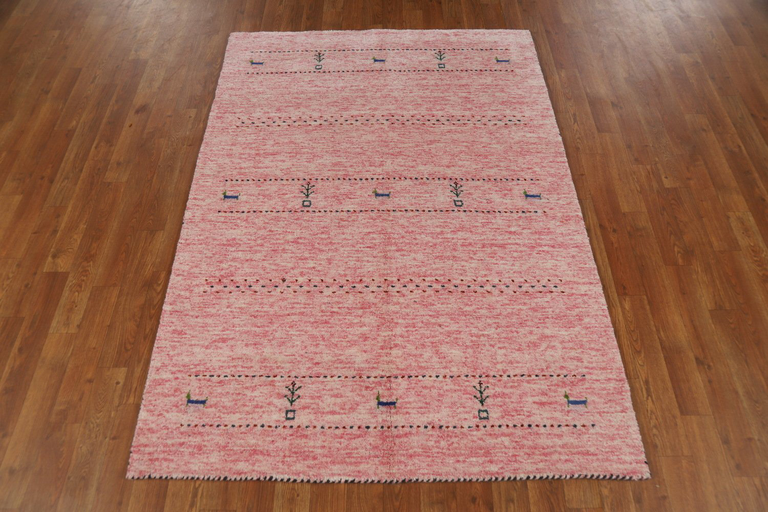 Foundry Select Pink Animals Wool Gabbeh Style Indian Rug 4x6 | Wayfair