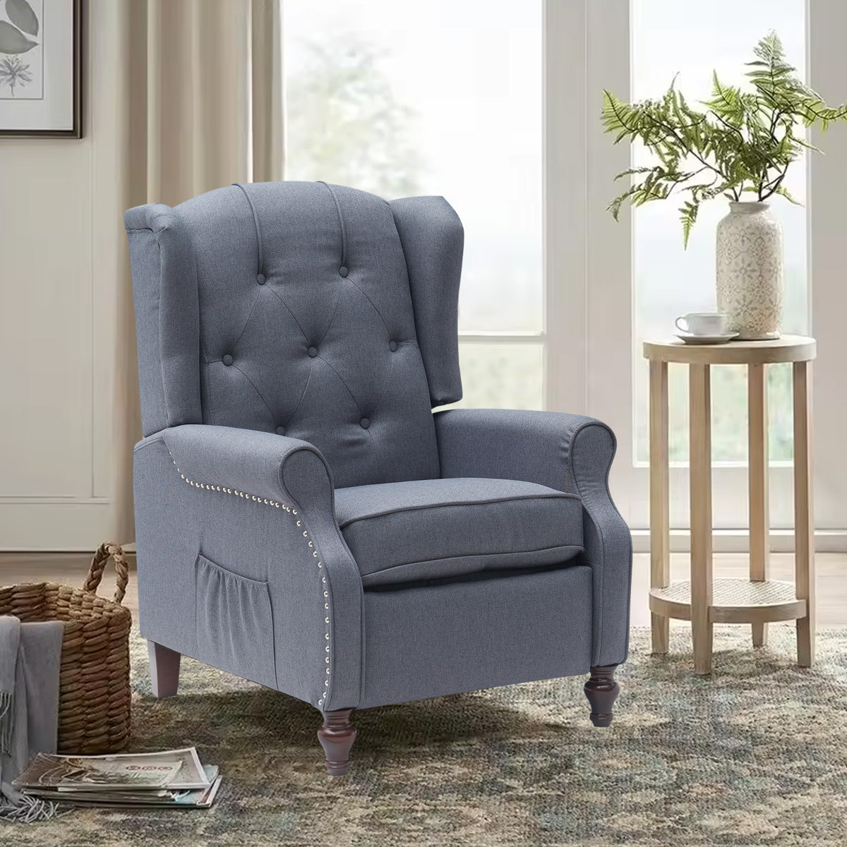 Red Barrel Studio® Recliner Wingback Chair Tufted Arm Chair Recliner ...