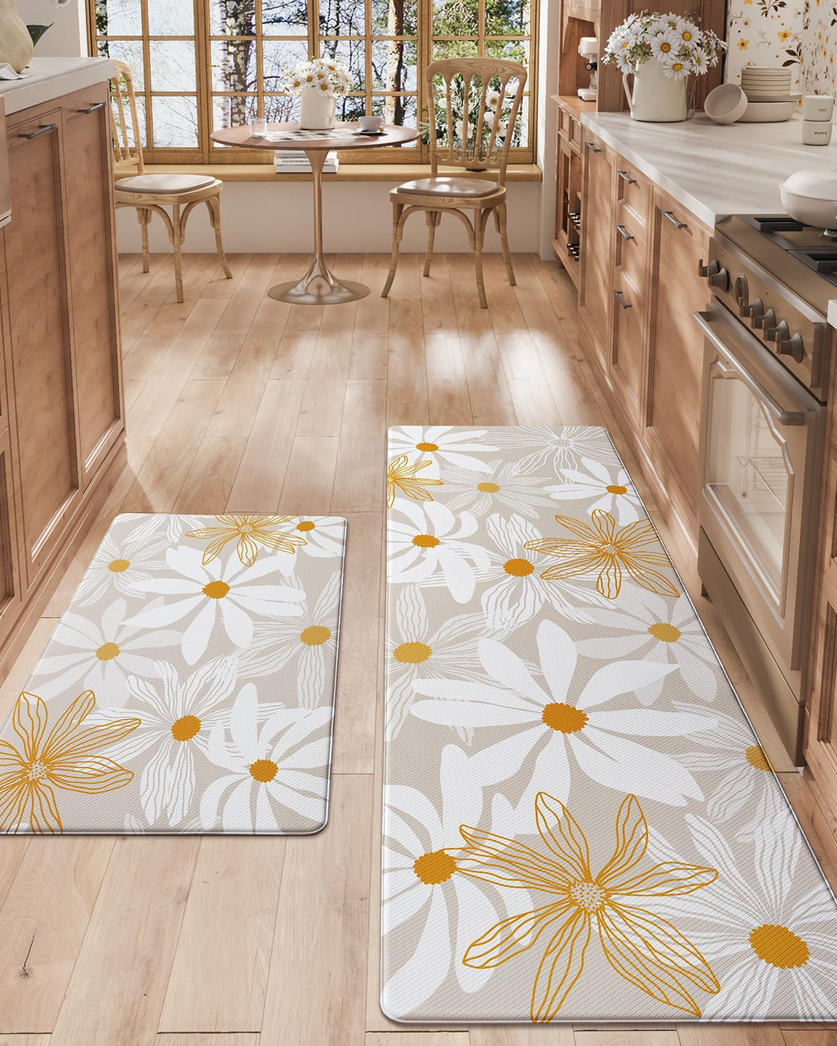 Red Barrel Studio® Floral Kitchen Mat Sets of 2, Cushioned Anti Fatigue ...