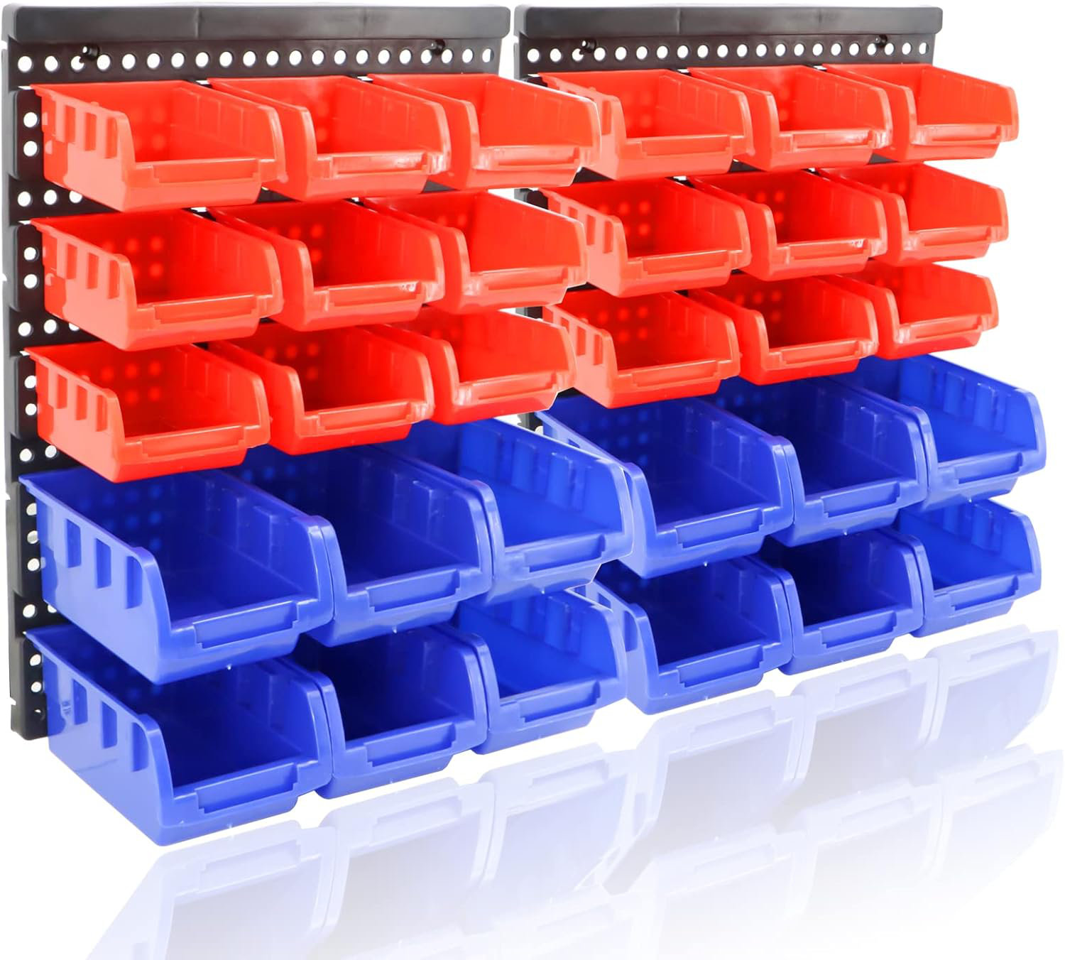 Latitude Run® Wall Mounted Parts Organizer With 30 Bins For Garage ...