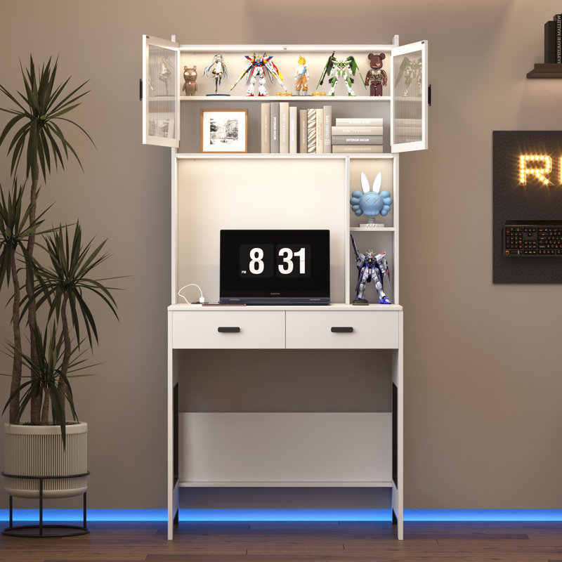 Latitude Run® Berwaldt 31.5'' W Rectangle Computer Desk with Hutch and ...