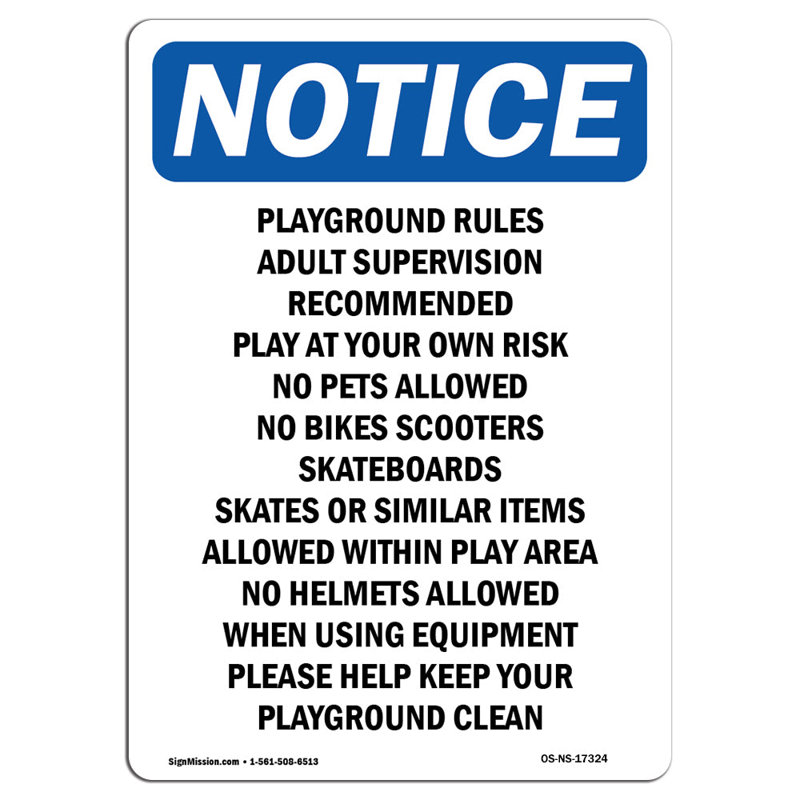 SignMission Playground Rules Adult Supervision Sign | Wayfair