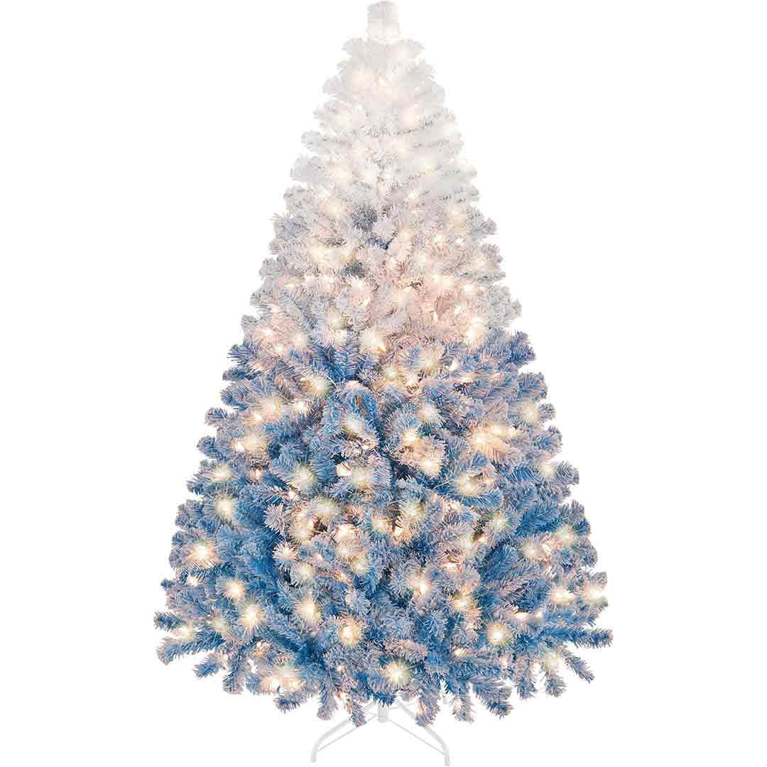 Stunver 6Ft Pre-Lit Artificial Christmas Tree With 250 Incandescent ...