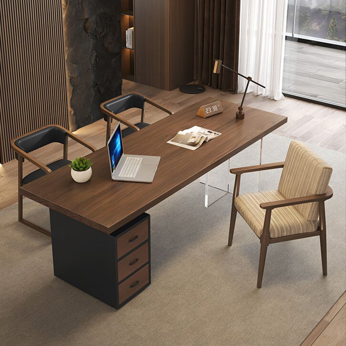 Furnire Lewi 78.74"Black walnut Rectangular Solid Wood desks | Wayfair