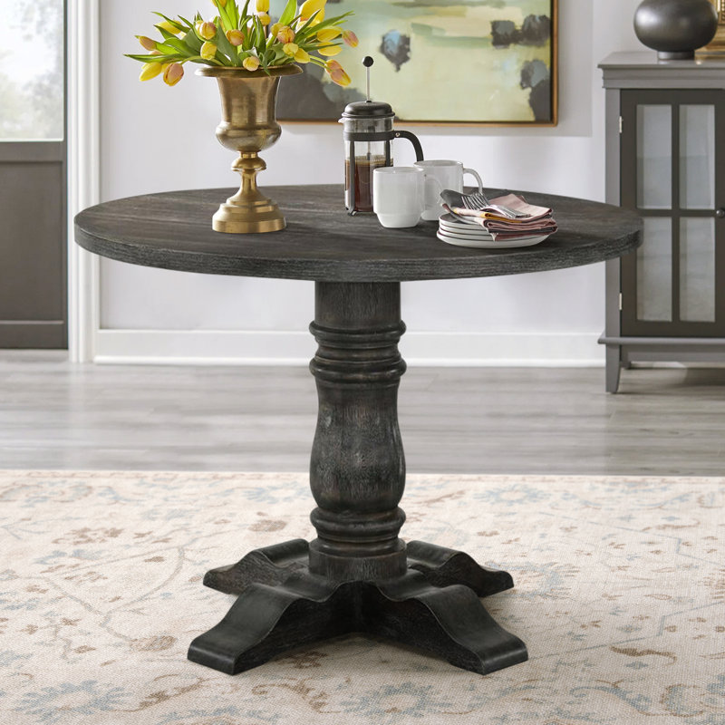 Plethoria Capwell Weathered Gray Round Dining Table | Wayfair