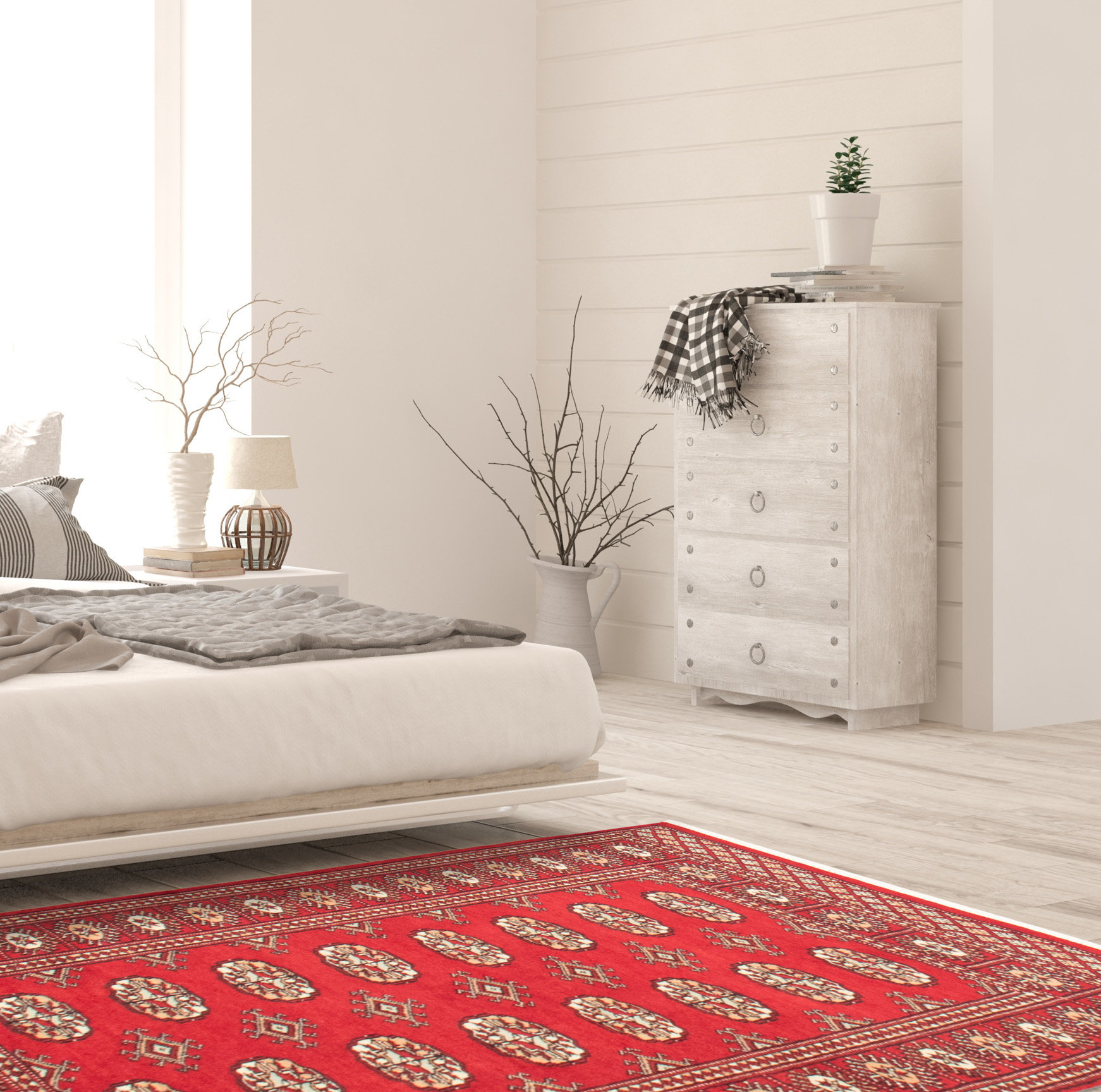 Isabelline Malci Peshawar Bokhara Dark Red Rug 3'1" X 4'11" - Wayfair ...