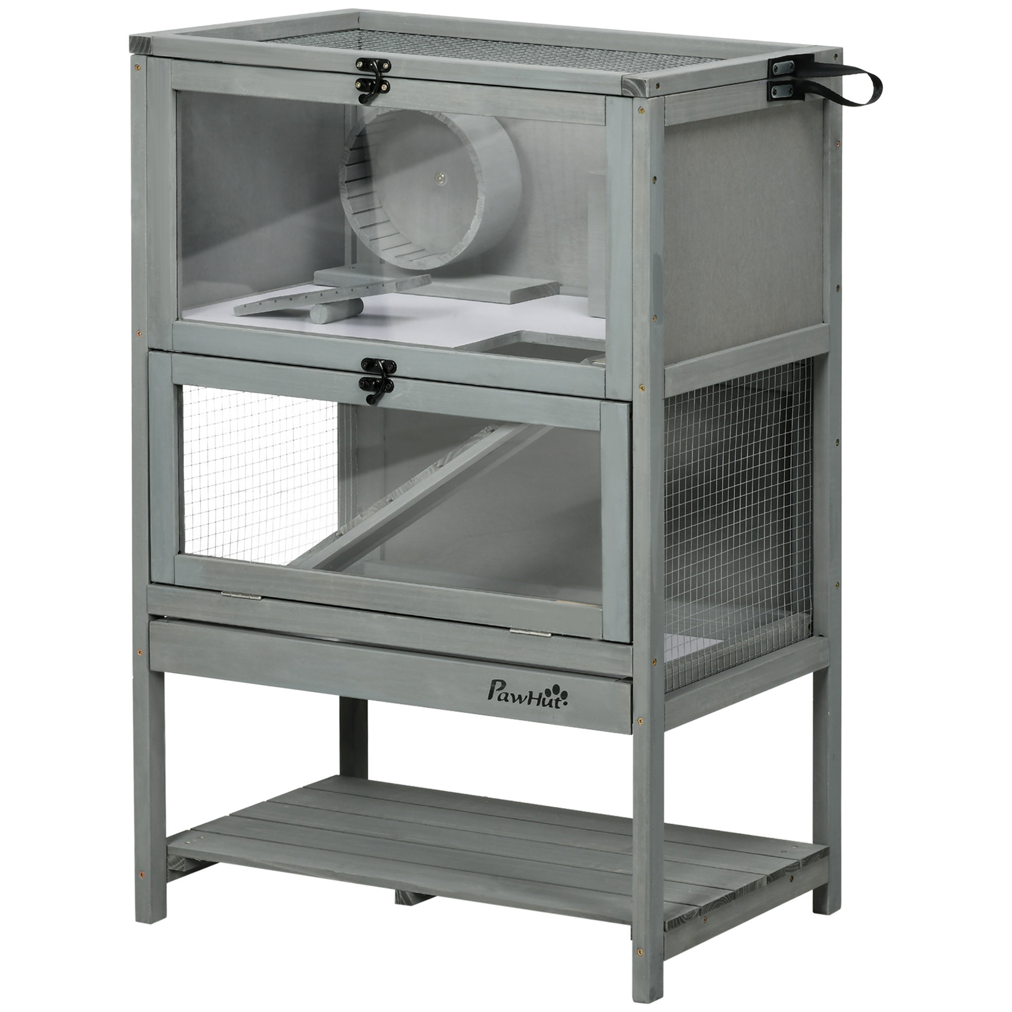 Tucker Murphy Pet™ PawHut Wooden Hamster Cage with Storage Shelf, Large ...