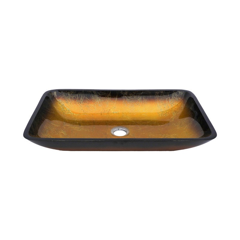 FLASH VAYNE Modern Square Tempered Glass Vessel Sink for Above-Counter ...