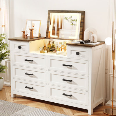 white dresser with crystal knobs