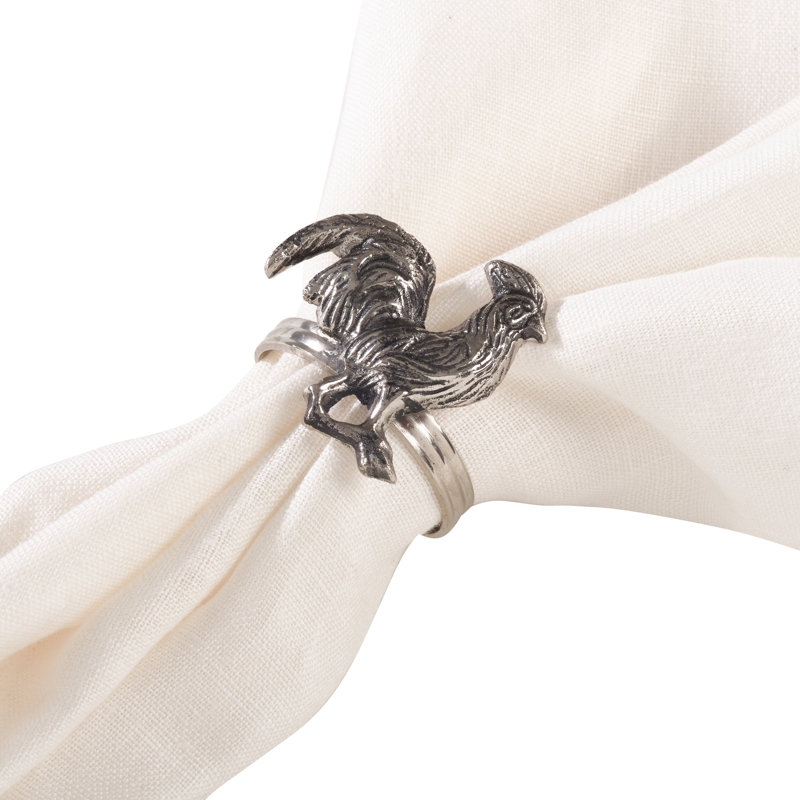 August Grove® Shay Rooster Design French Country Style Napkin Ring ...