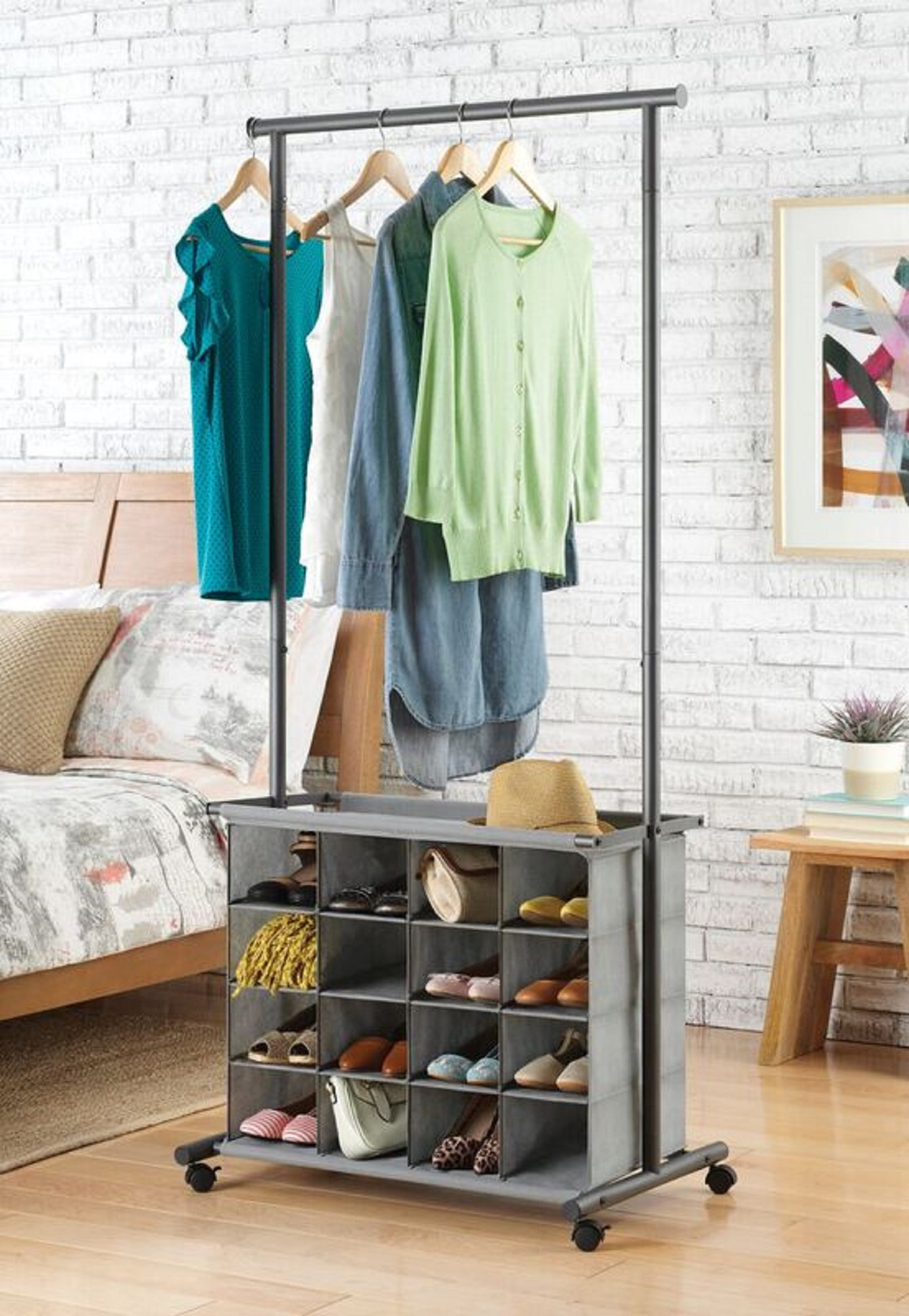 Rebrilliant Maryam 13" W 16-Cubby Garment Rack & Reviews | Wayfair