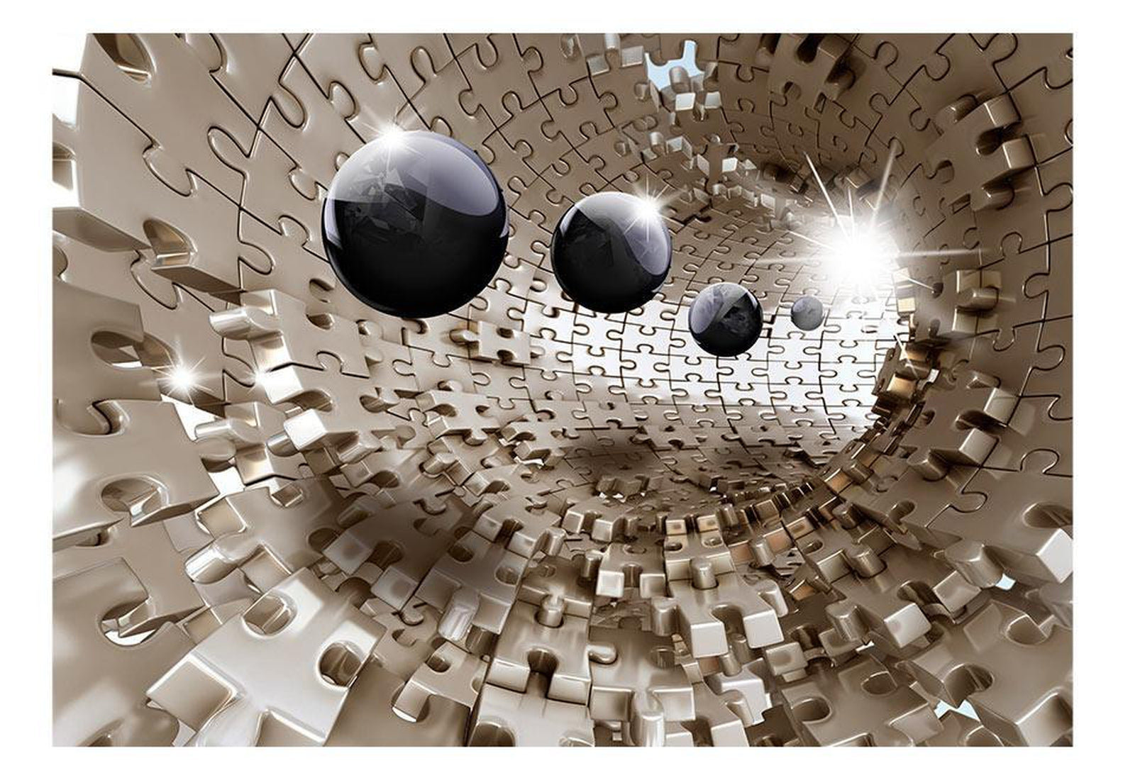 Orren Ellis Peel & Stick 3D Illusion Wall Mural - Golden Jigsaw ...