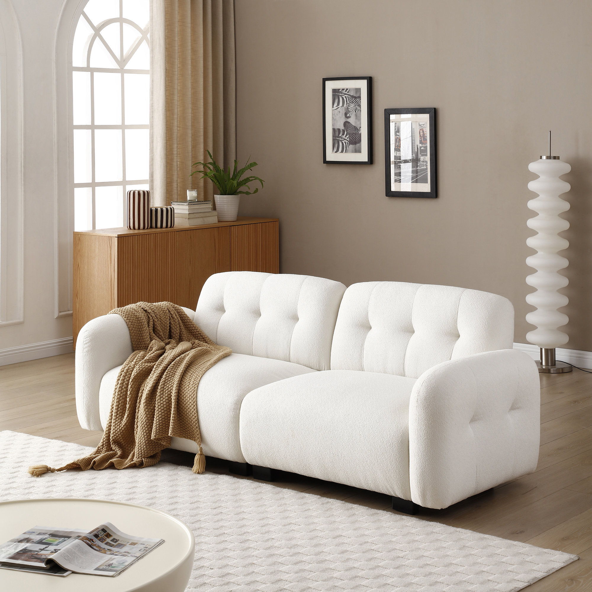 Latitude Run® 3-Seater Teddy Sofa Sectional with wooden Legs for 3-4 ...