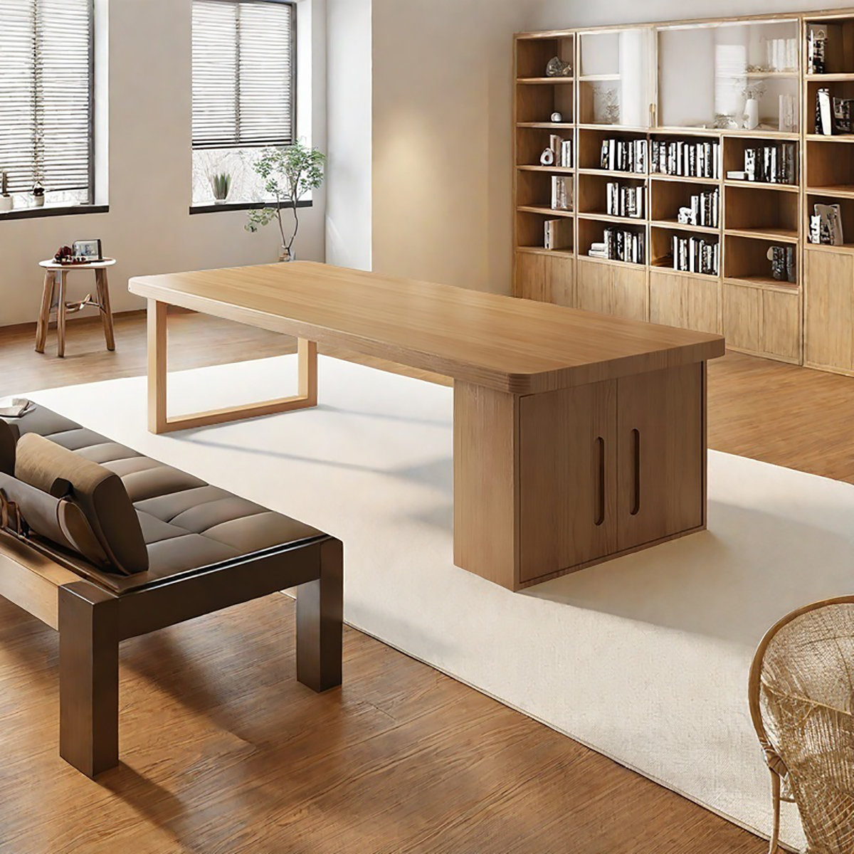 Hokku Designs Rochelly Rectangle Executive Desk with and Cabinet | Wayfair