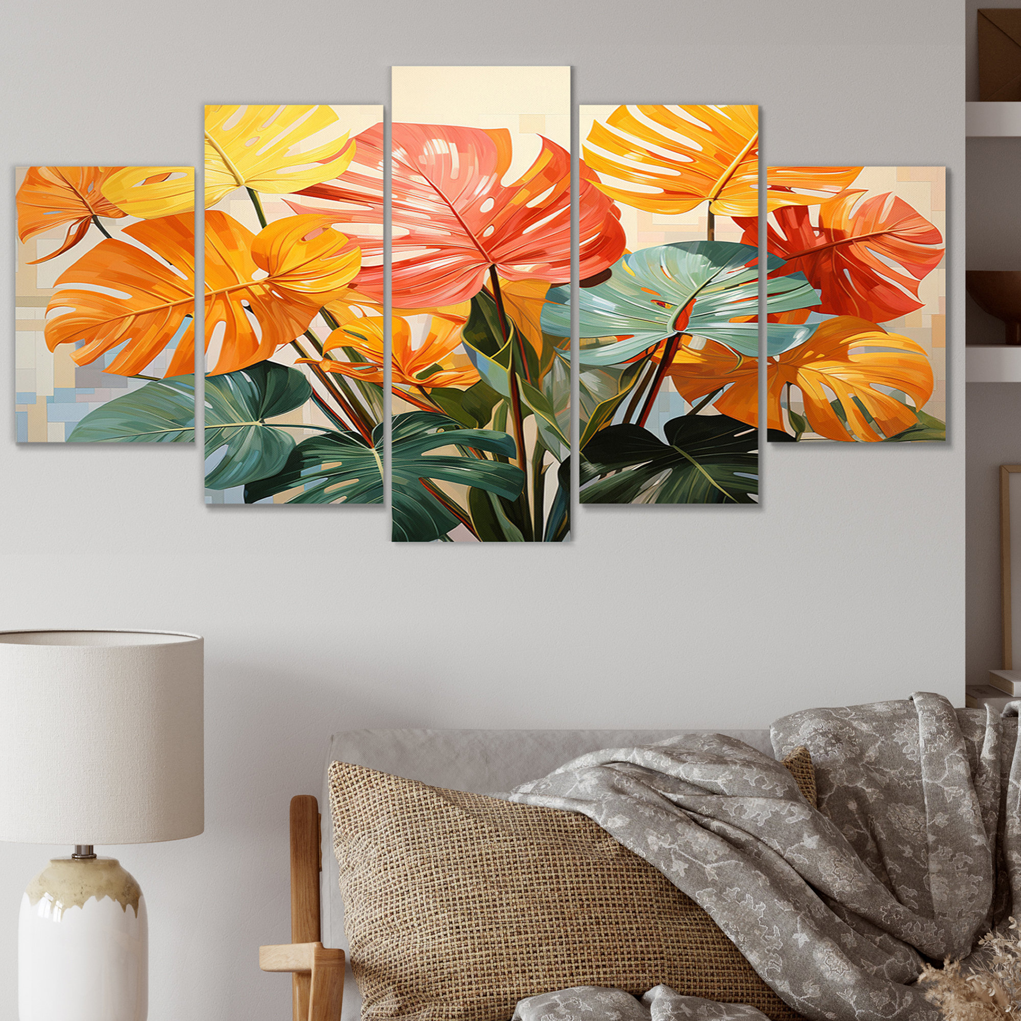 Bay Isle Home™ Orange Green Tropical Plants I - Tropical Wall Decor - 5 ...