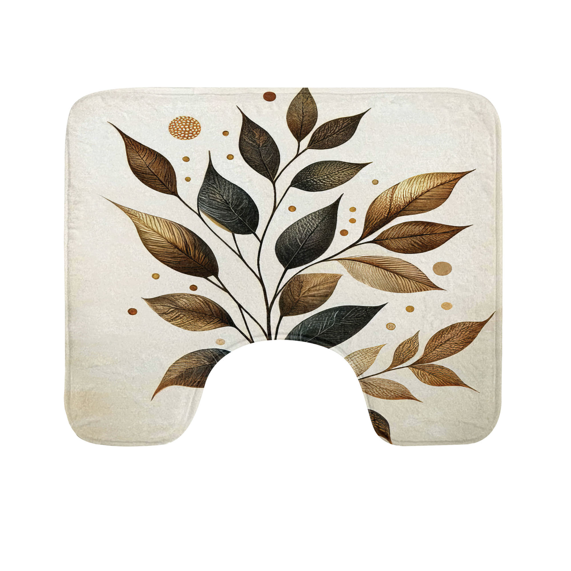 Charlton Home® Leaf Print Toilet Mat U-Shape Bathroom Rug 20" Ginger ...