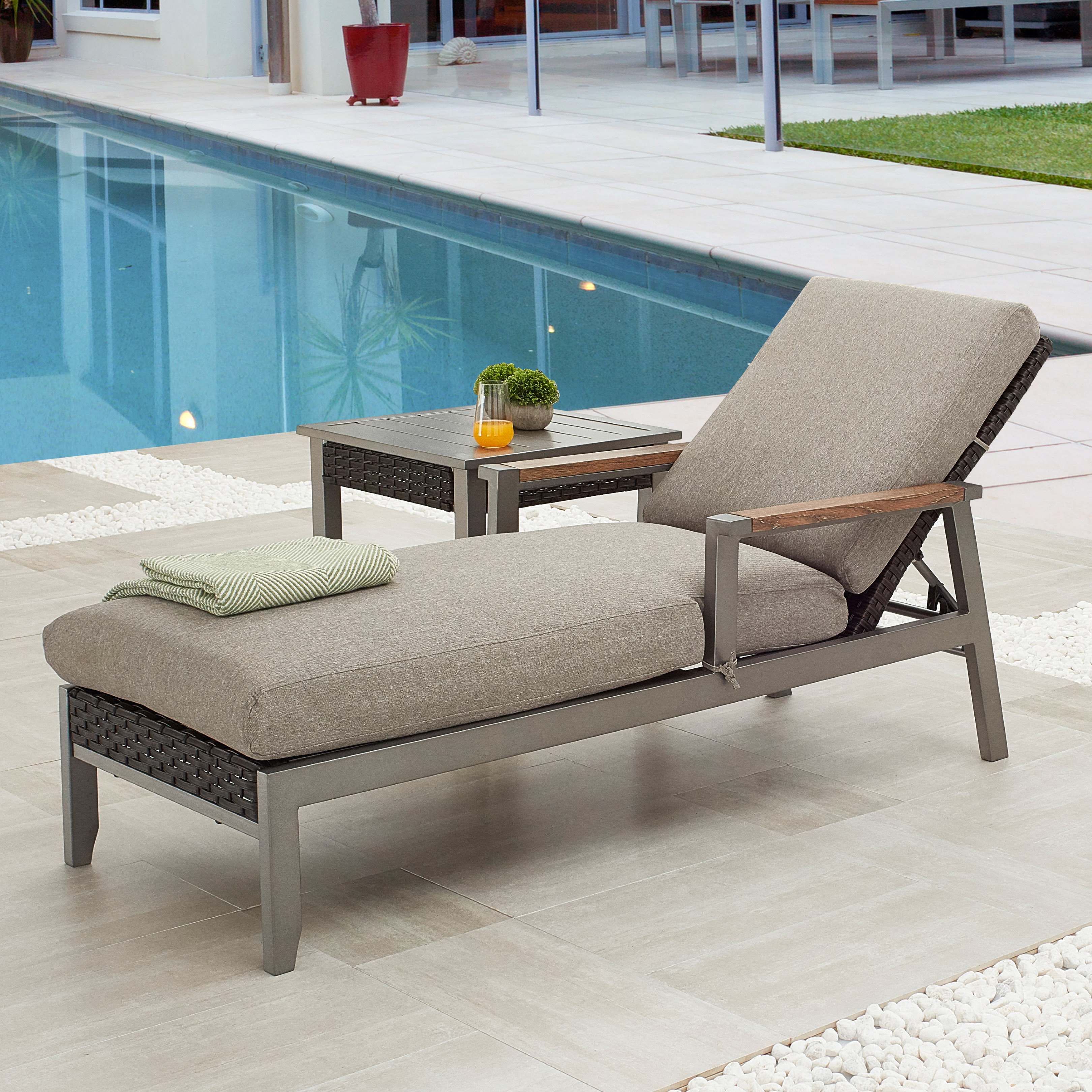 Wade Logan Bertolde 65.6" Long Outdoor Reclining Single Chaise with ...