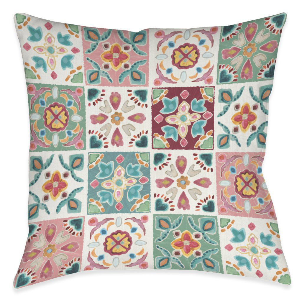 Laural Home Pink Tiles Pillow BOTLP | Wayfair