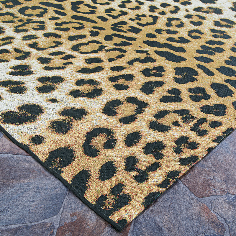 Bungalow Rose Ehren Animal Print New Gold Indoor Outdoor Area Rug ...
