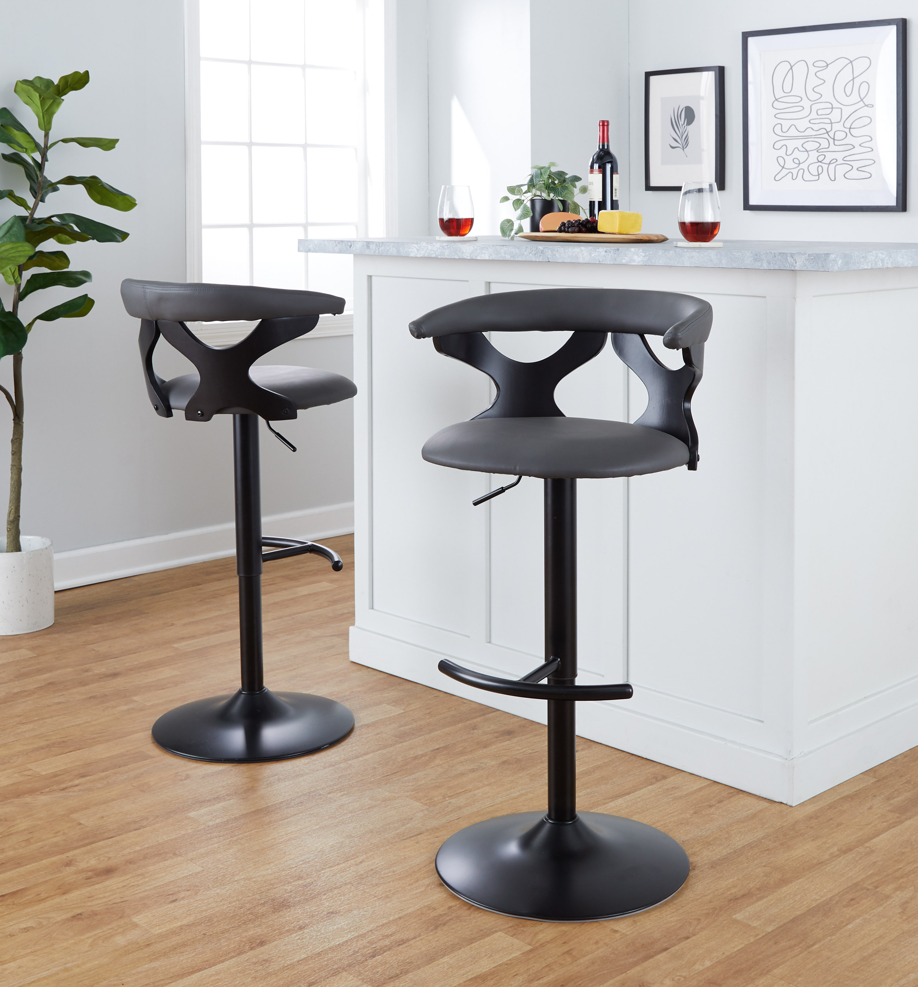Union Rustic Laksh Swivel Adjustable Height Bar Stool | Wayfair