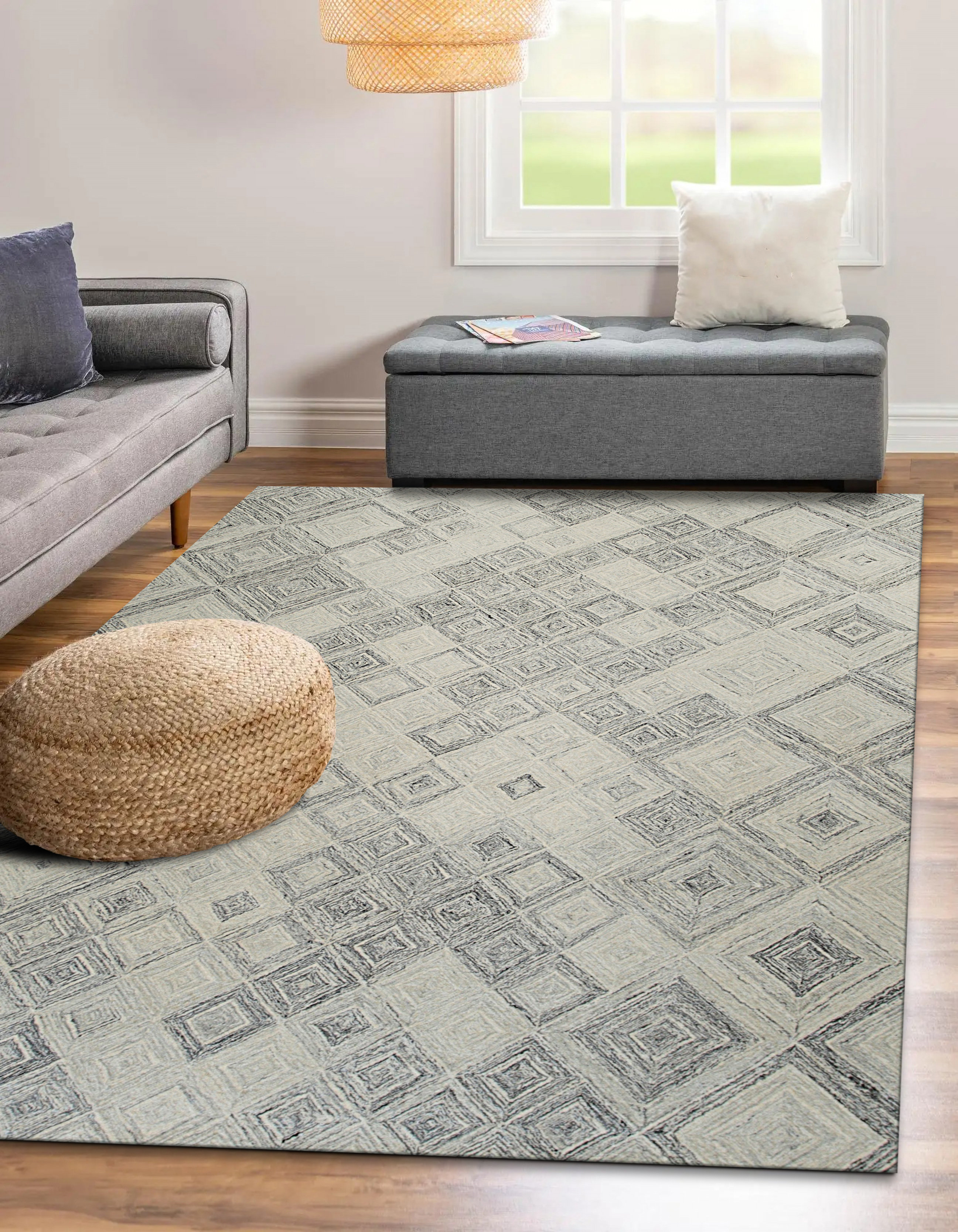 Foundry Select Dazzling Vibrant Gray Hand Tufted Wool Rug | Wayfair
