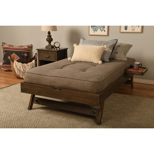 Winston Porter Javarius Wood Pop Up Trundle Bed In Walnut Brown Finish ...