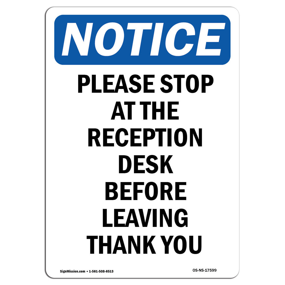 SignMission Please Stop at the Reception Desk Sign - Wayfair Canada