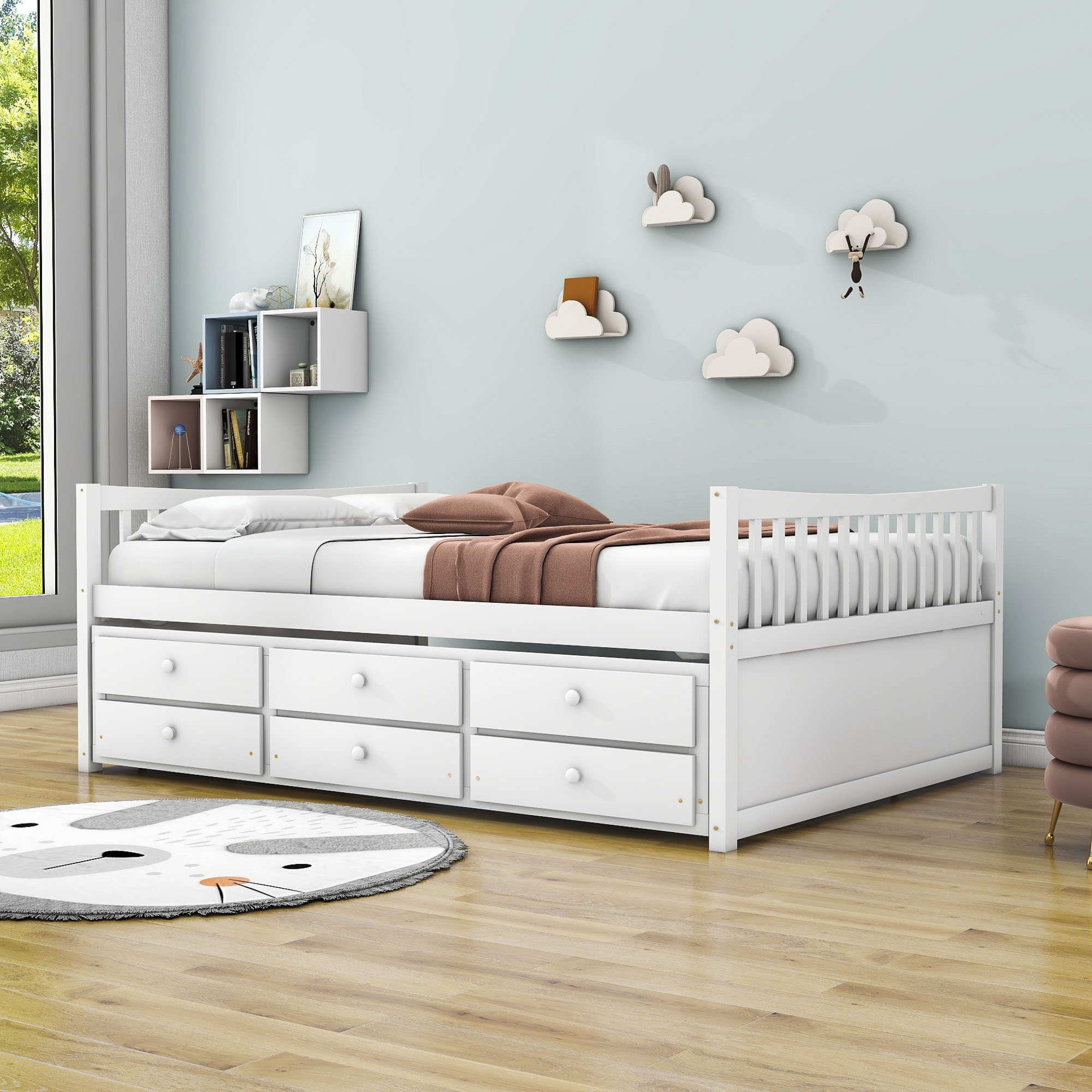 Wildon Home® Marlar 3 Drawers Wooden Daybed with Twin Size Trundle ...