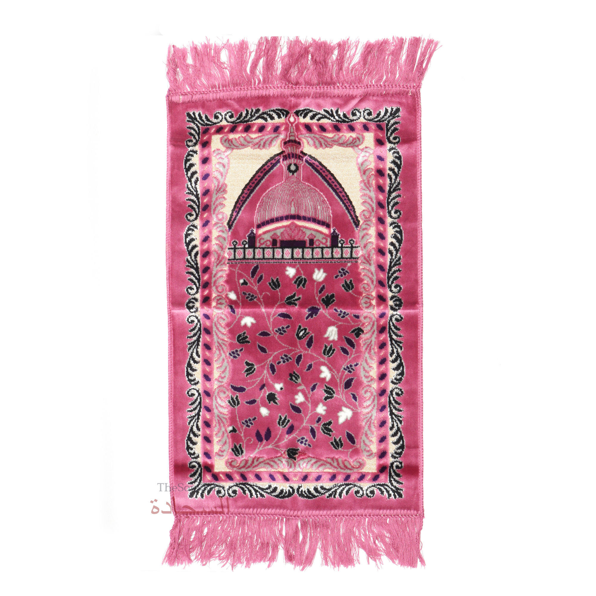 TheSajadah Extra Small Mini Kid''s Prayer Rug Pink & Black Mosque 14X25 ...