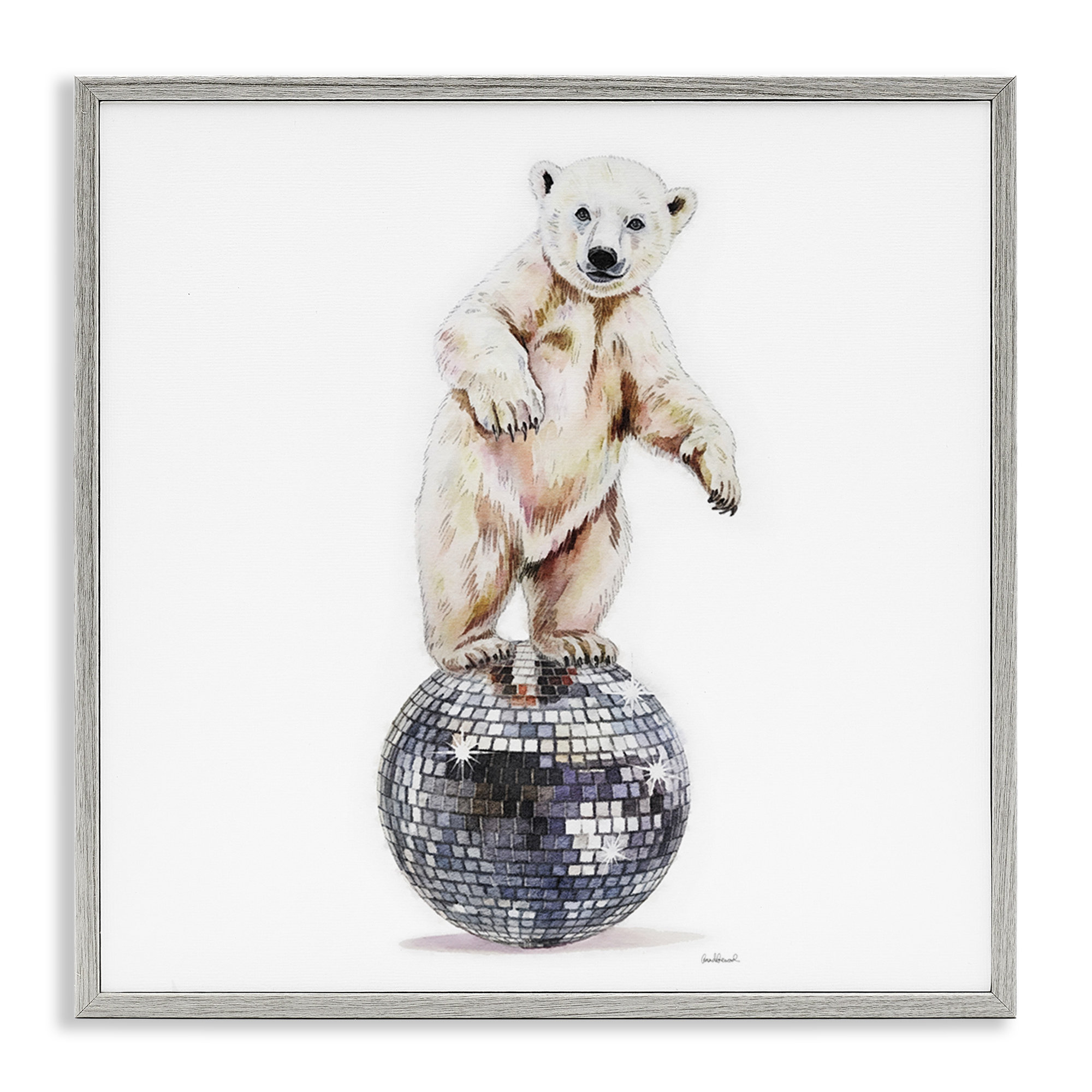 Mercer41 Polar Bear on Disco Ball Framed Giclee, design by Amanda ...
