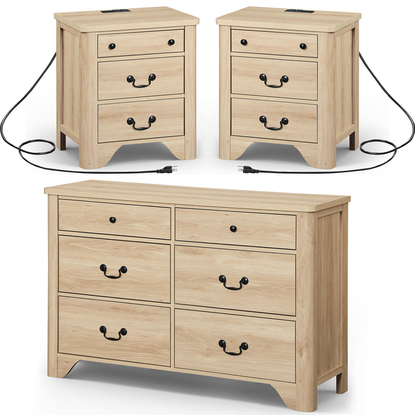Lark Manor™ Haikey 3PCS Modern Dresser Set For Bedroom, Farmhouse 6 ...