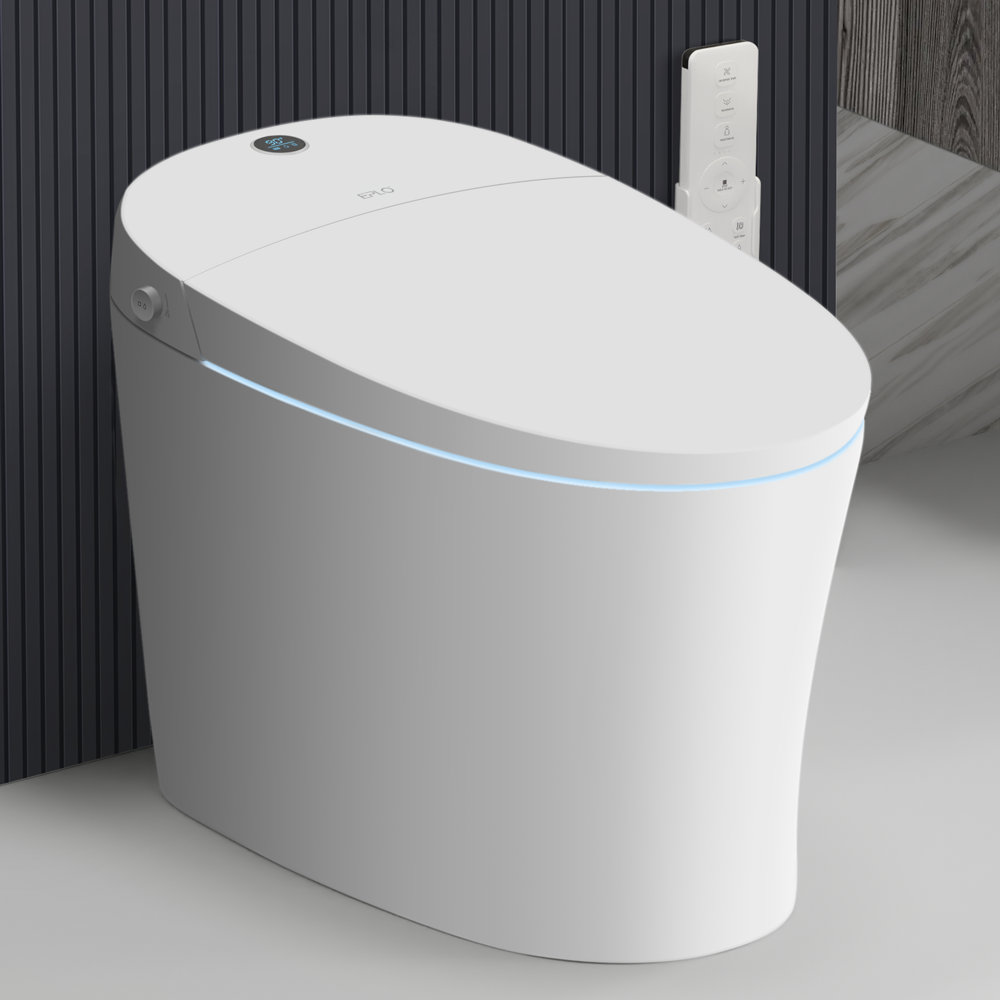 EPLO Smart Toilet Bidet with Auto Open/Close Lid, Foot Sensor Flush ...
