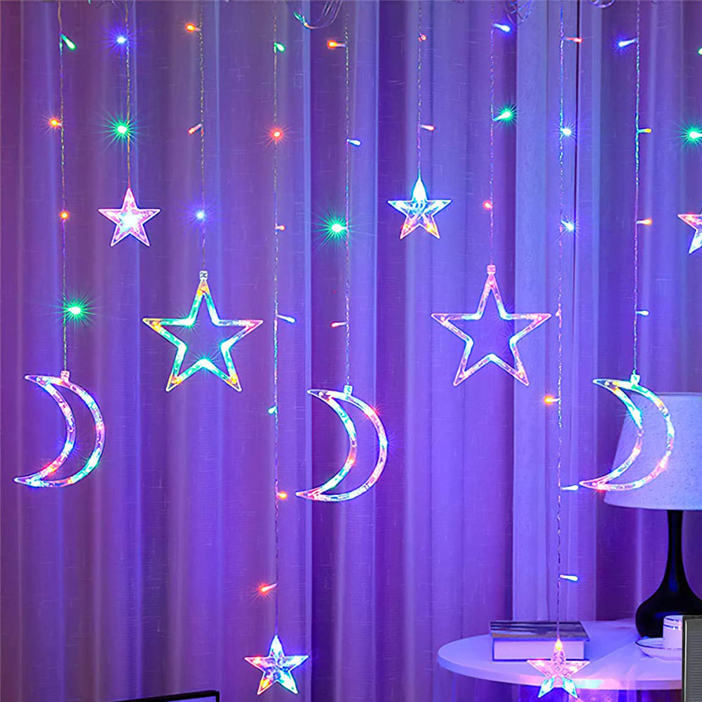 The Holiday Aisle® Star Moon 138 LED Lighted Window Décor | Wayfair