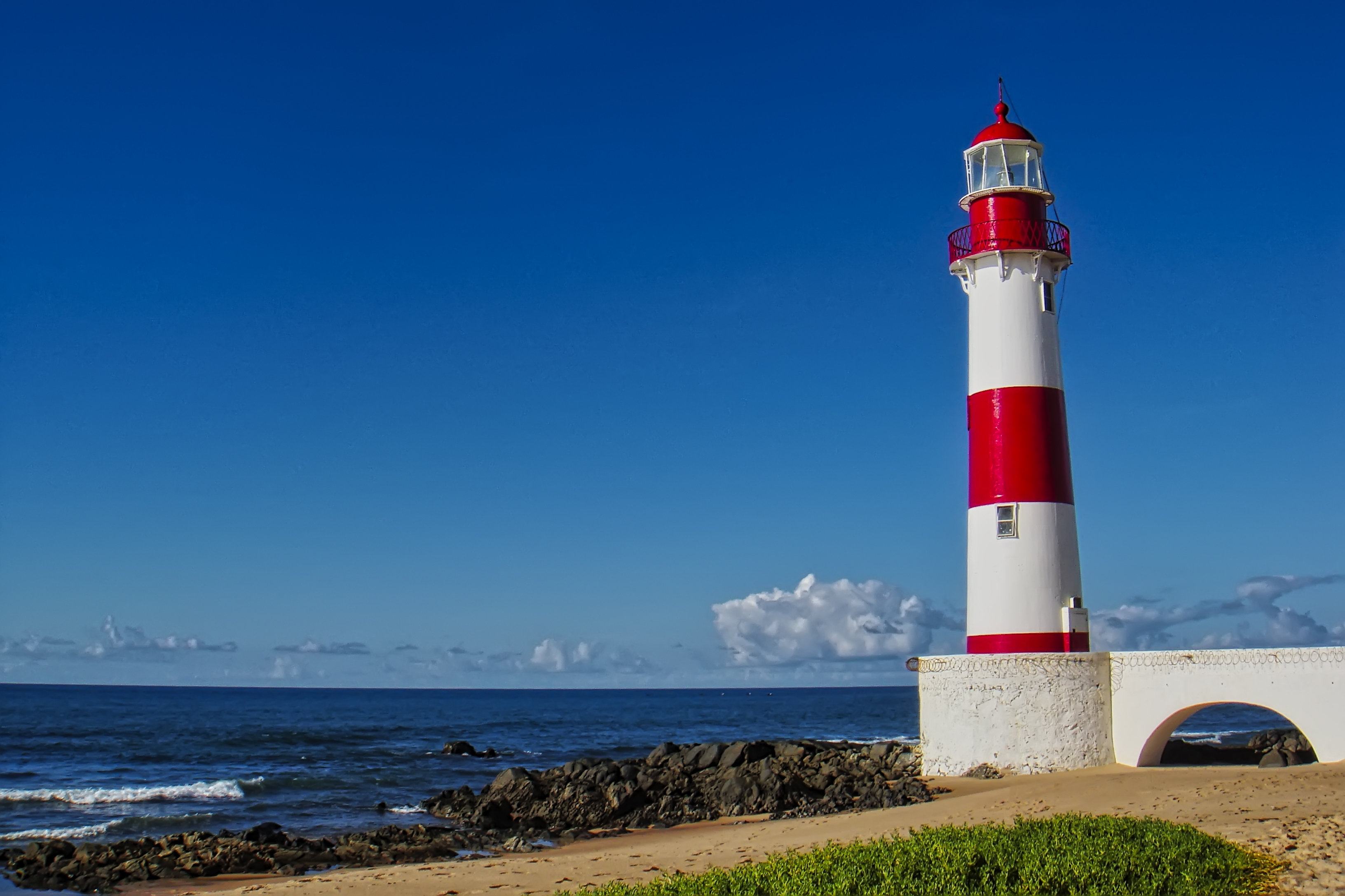 Breakwater Bay Lighthouse Itapua Beach by Nilesh Shah - Wrapped Canvas ...