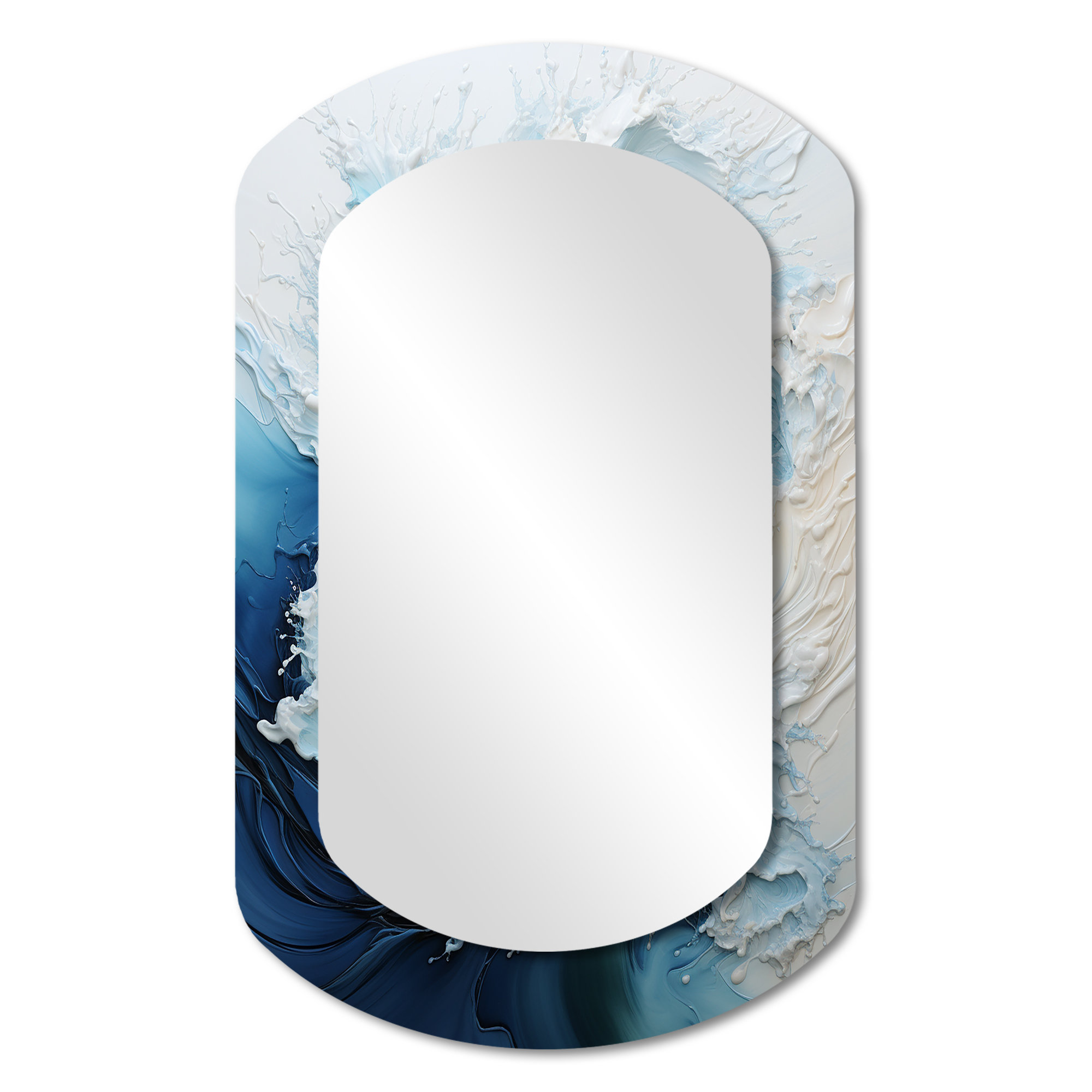 Latitude Run® Coastal Waves Rhythmic Coastal II - Waves Cylinder Decorative Wall Mirror, Coastal ...