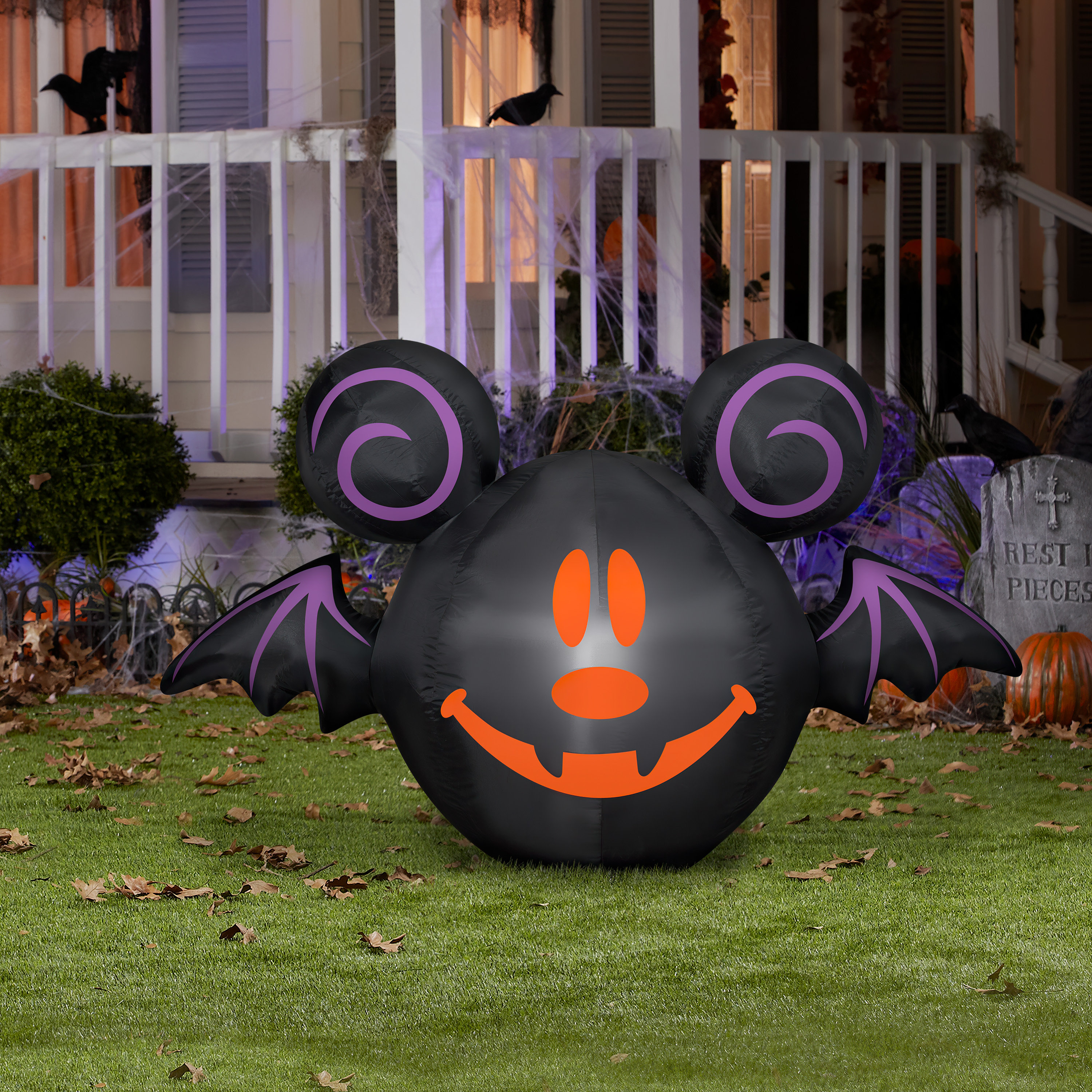 Gemmy Industries Ghost Mickey Mouse As Jack-O-Lantern Bat Inflatable ...