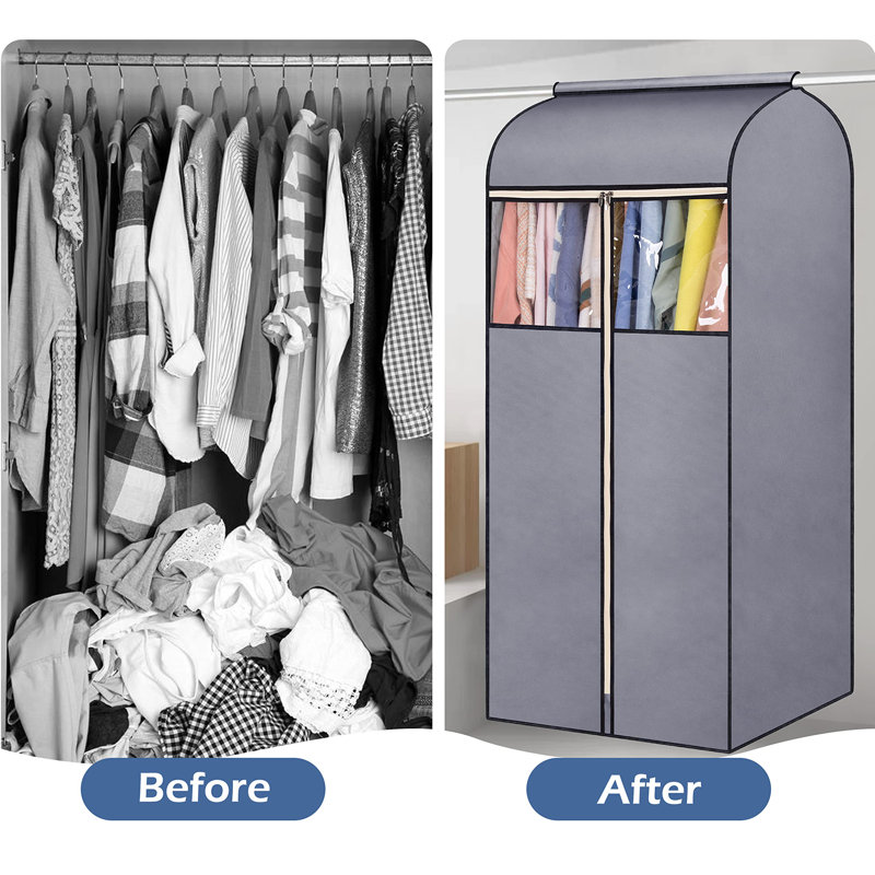 Rebrilliant 54" Hanging Airtight Clothing Storage Bags With Clear PVC ...