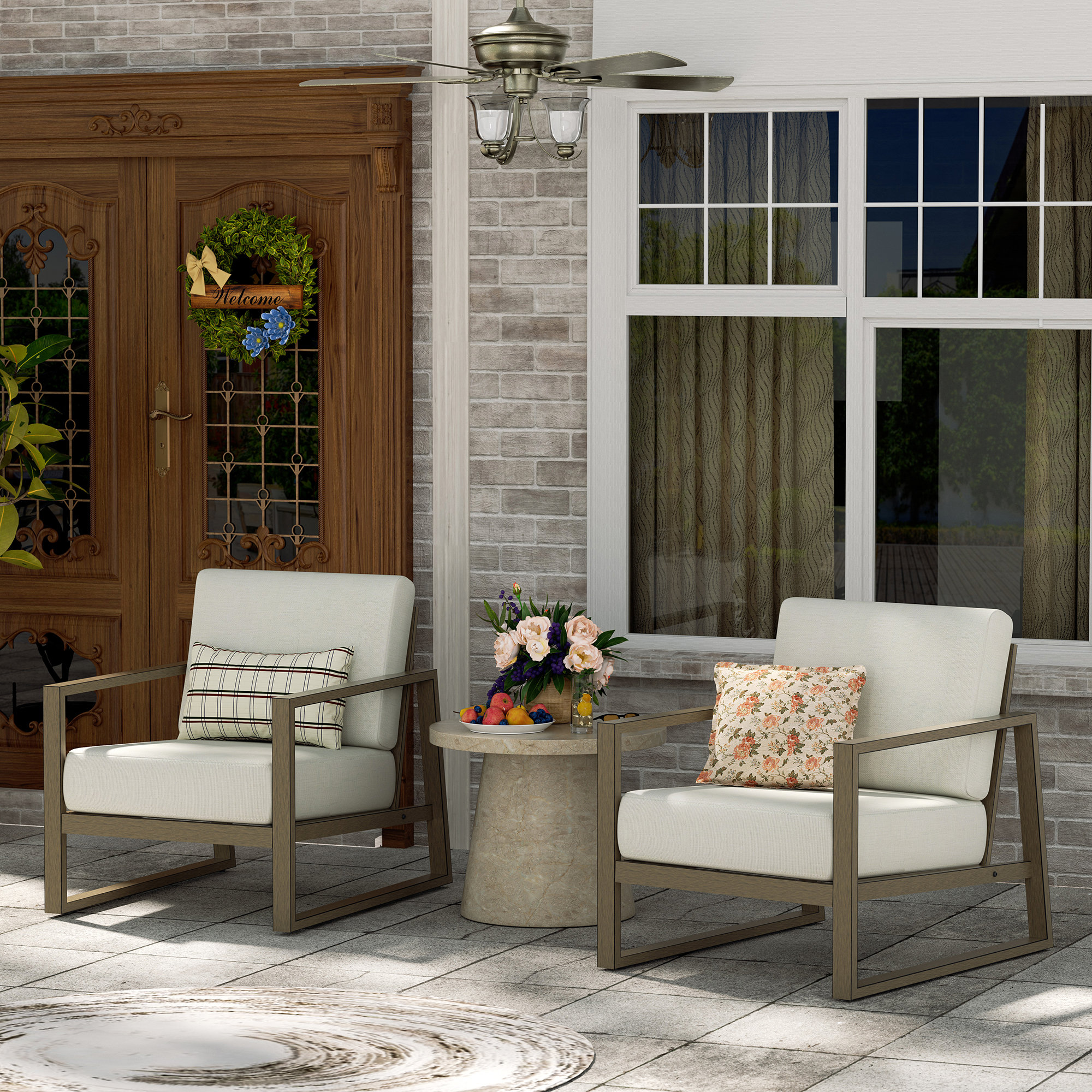 Peak Home Furnishings Hamarto Aluminum Patio Club Chairs With Olefin ...
