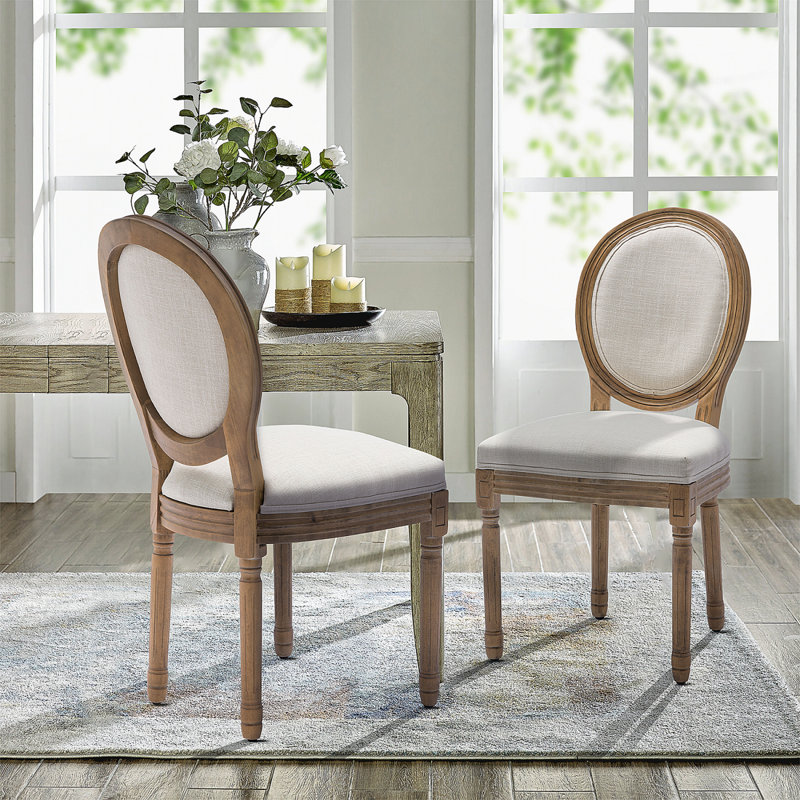 Ophelia & Co. Caille Linen King Louis Back Dining Chairs in Beige | Wayfair